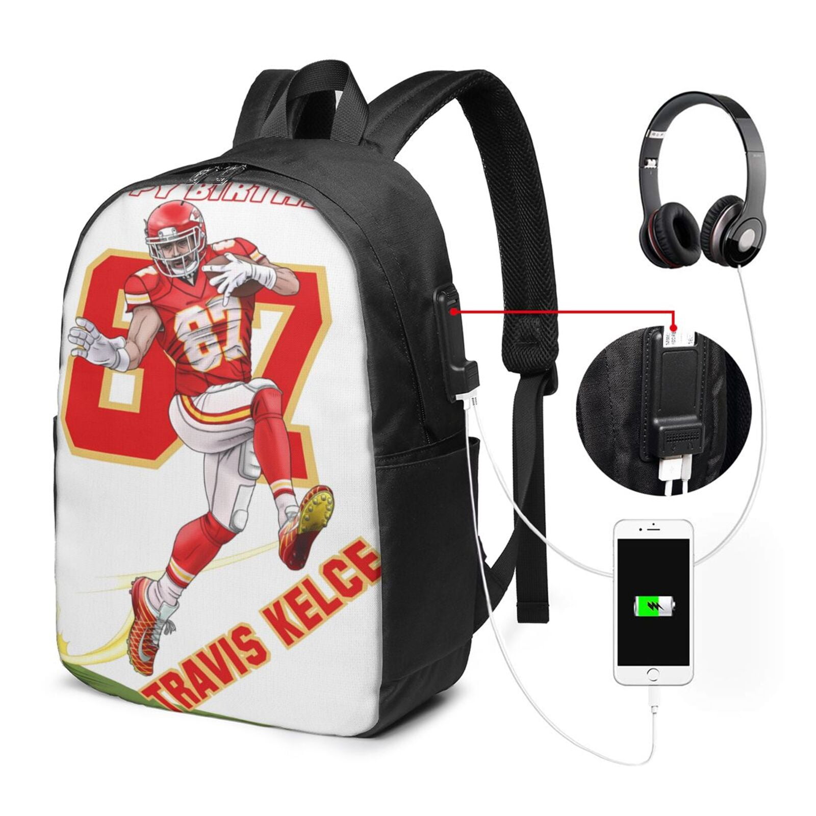 Travis Kelce Custom Laptop Backpack, Football Team Logo Fan Backpack ...