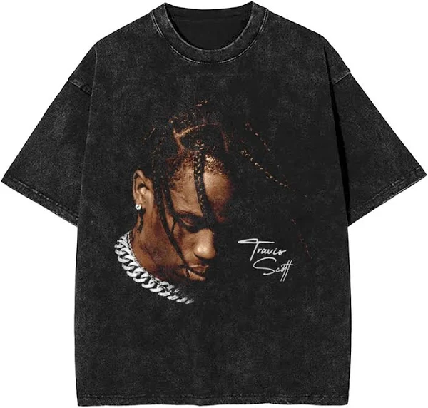 Travis Rapper Scott Men's Vintage Oversized T-Shirt, A Stylish Crew ...