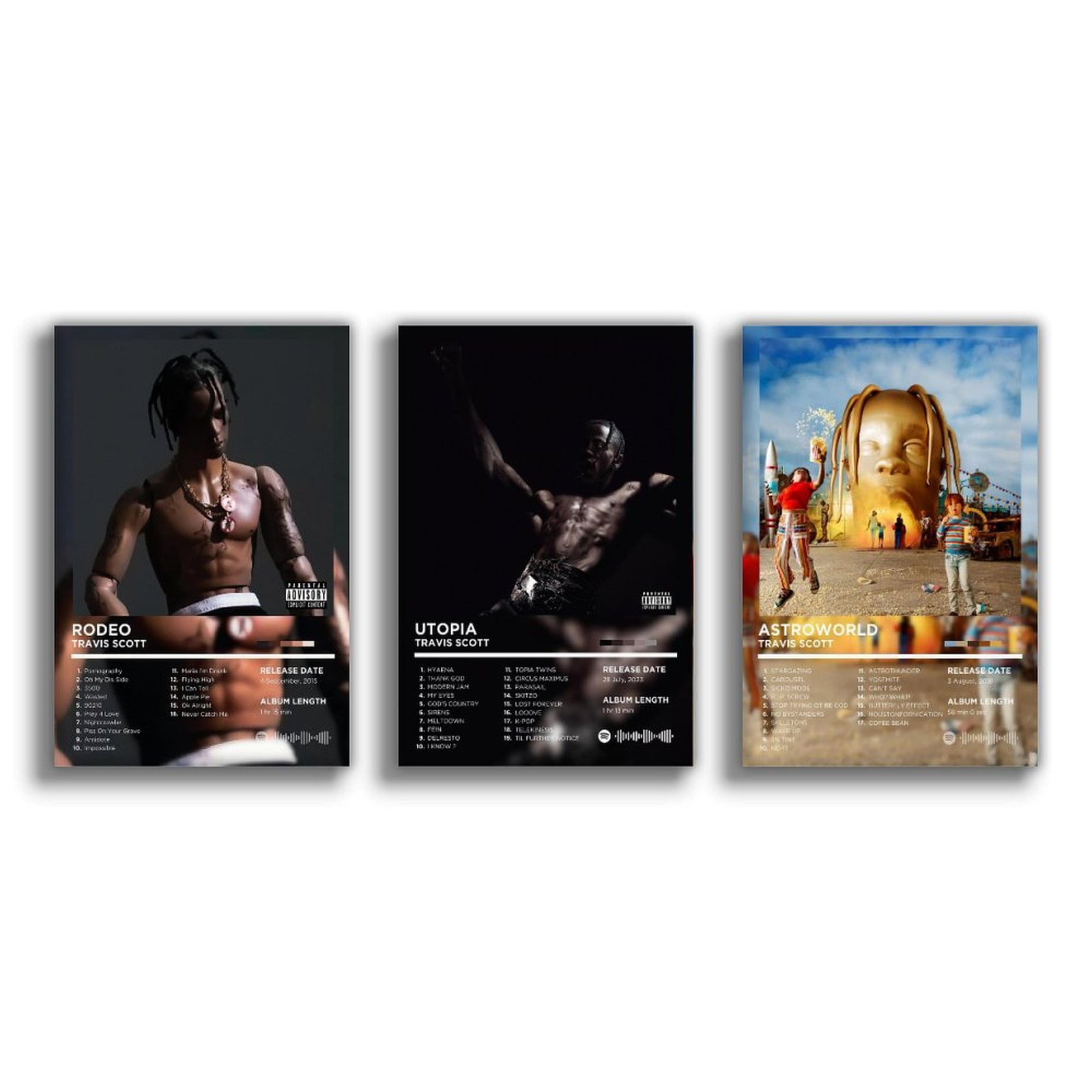 Travis Scott Album Cover Poster Bundle Set of 3, Rapper Posters, Hip ...