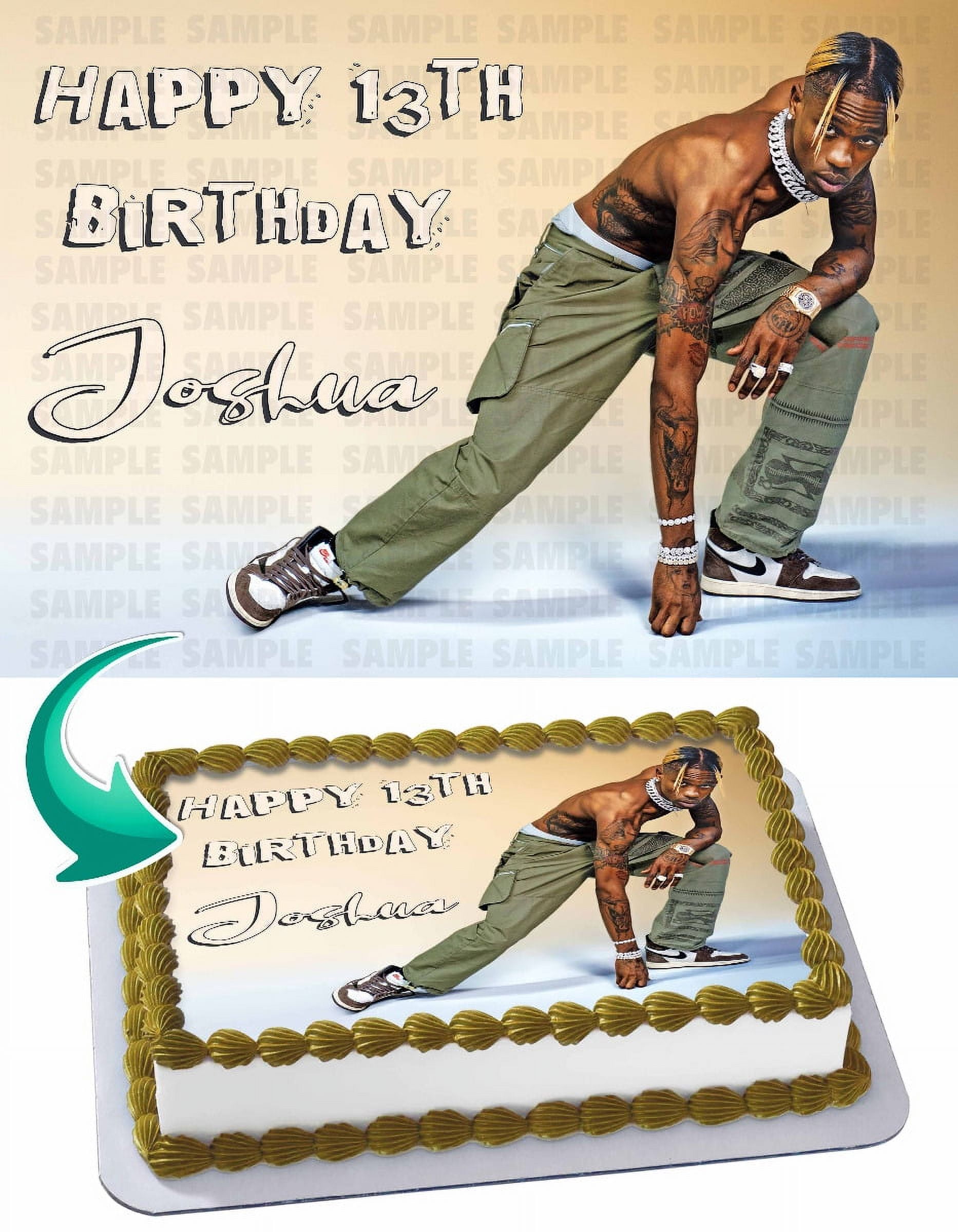 Travis Scott - Edible Cake Topper - 11.7 x 17.5 Inches 1/2 Sheet ...