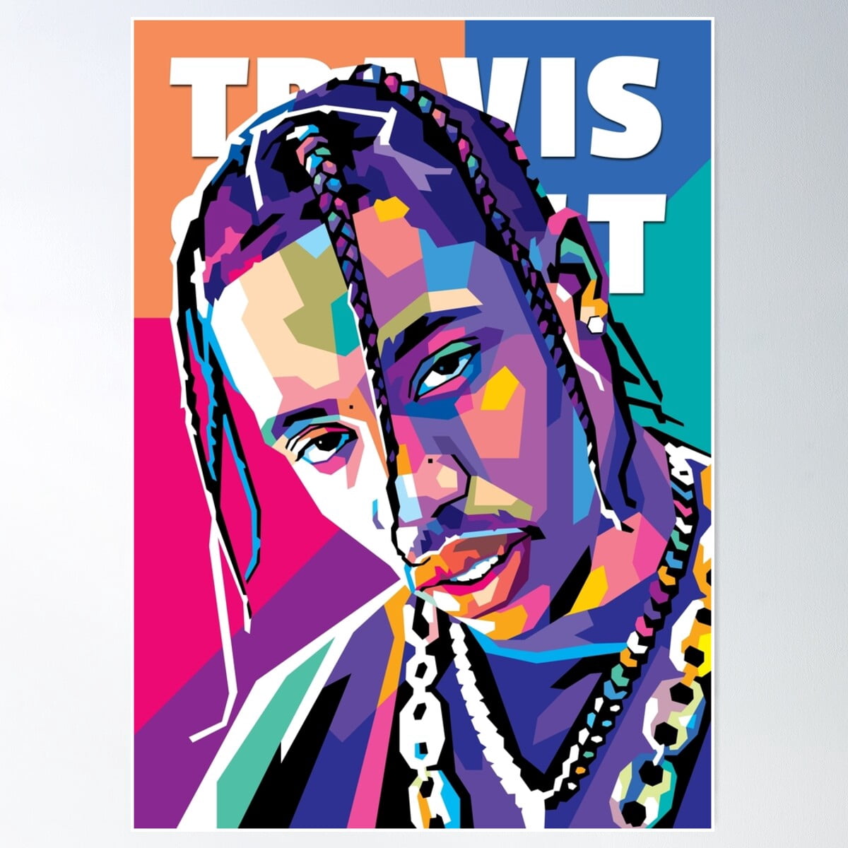 Travis Scott In Wpap Style Poster Wall Art, Modern Wall Decor For ...