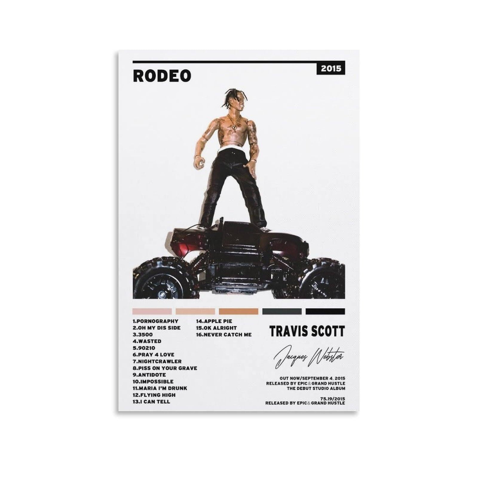 Travis Scott Rodeo Album Signature Poster (3) Canvas Poster Bedroom ...