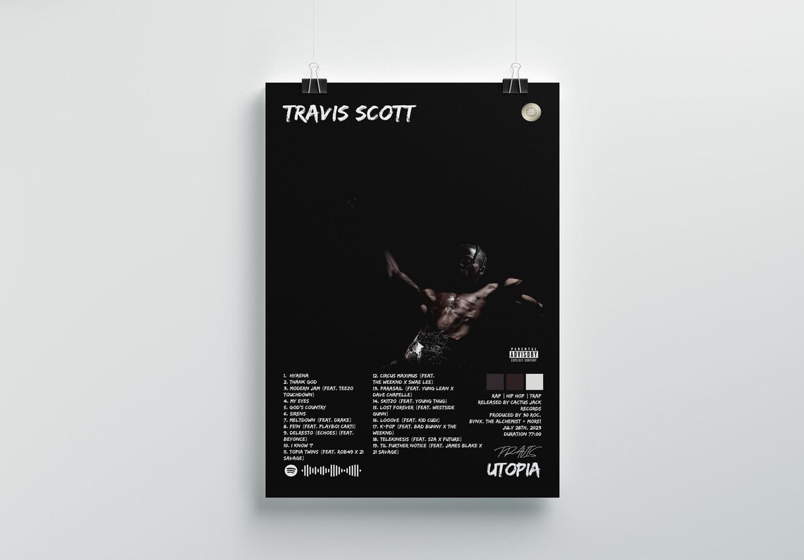 Travis Scott | "Utopia" | Travis Scott Poster | Album Cover Poster ...