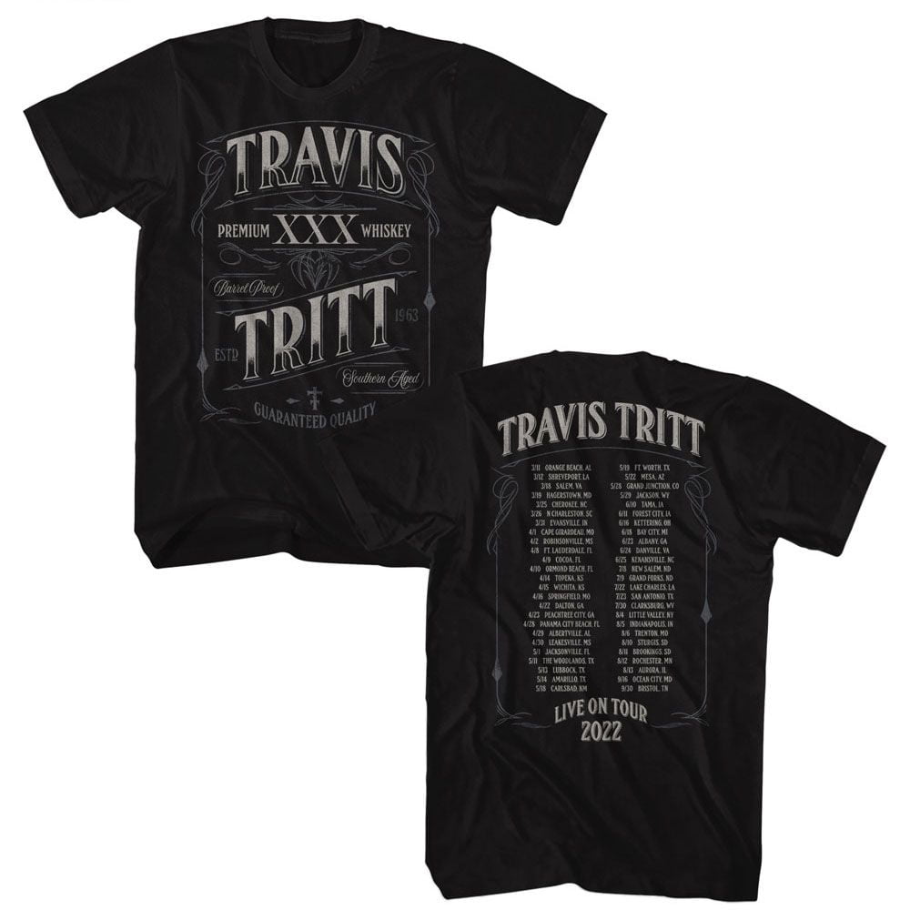 Travis Tritt Whiskey Barrel Front and Back Black T-Shirt - Walmart.com