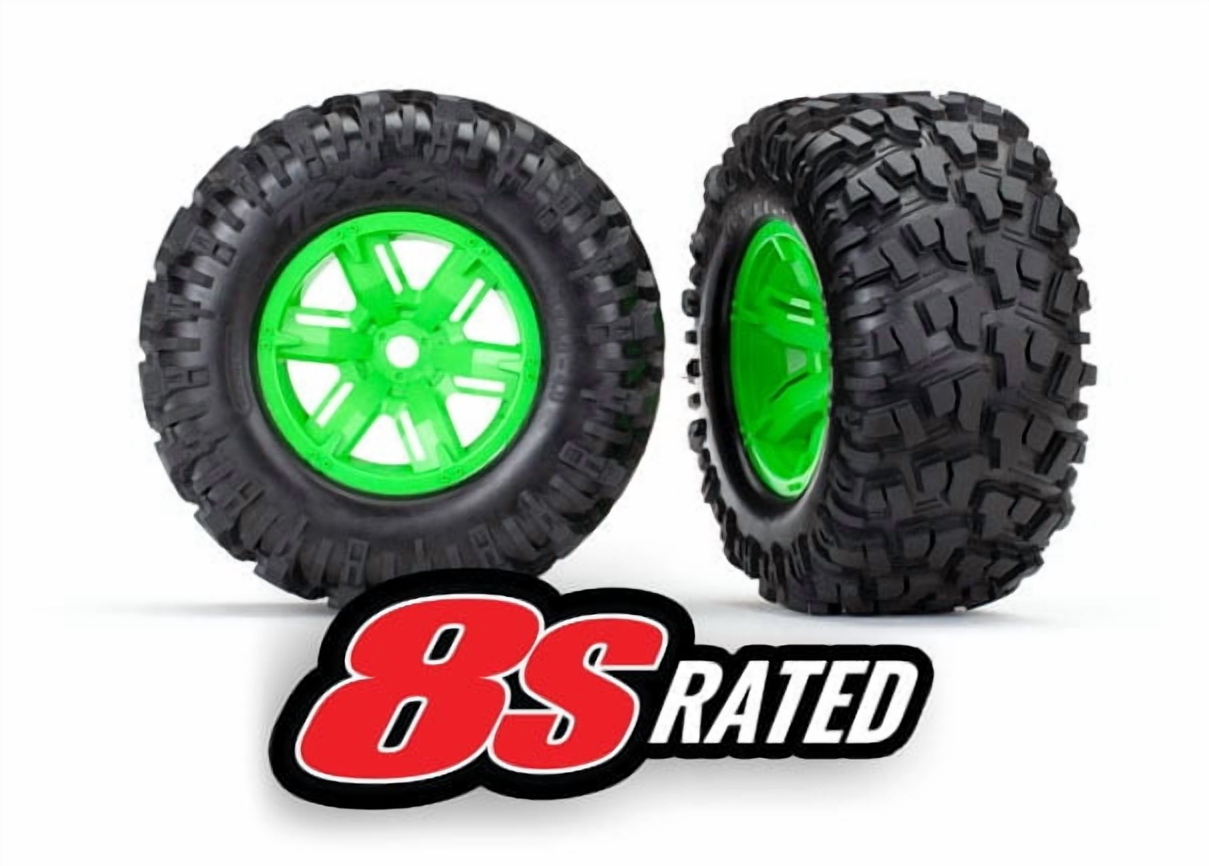 Traxxas TRA7772G Tires & Wheels, Assembled, glued (X-Maxx Green ...