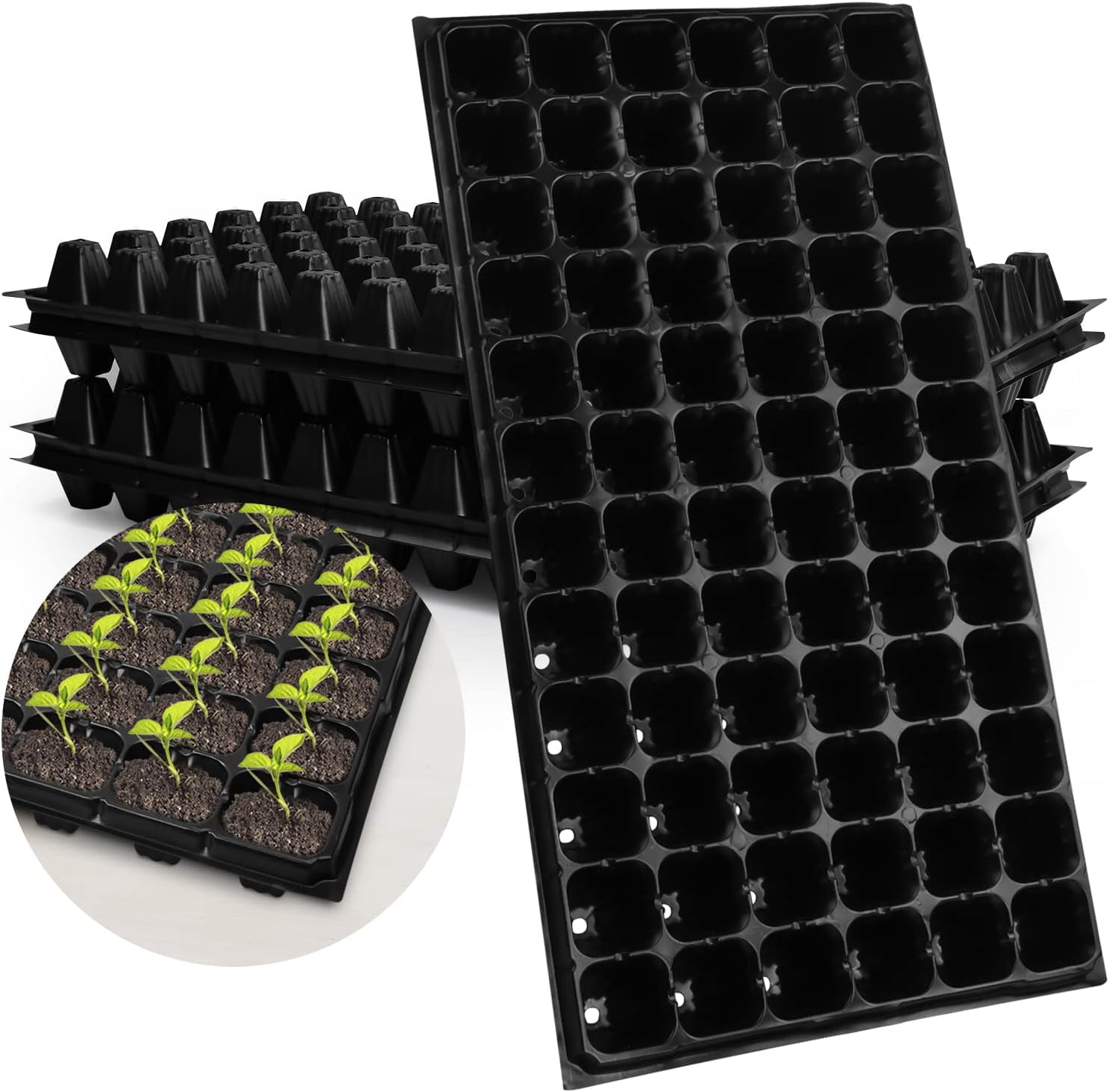 Tray,10 Pack Thick Durable 72 Cell Seed Starter Tray, 1.5inch Deep ...