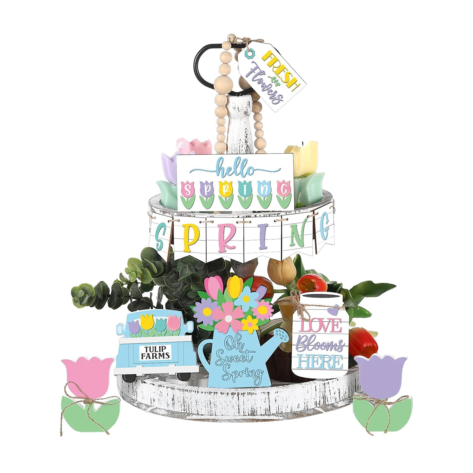 Tray Decoration - Decorate The Tray - Spring Tiered Tray Decor Wooden ...