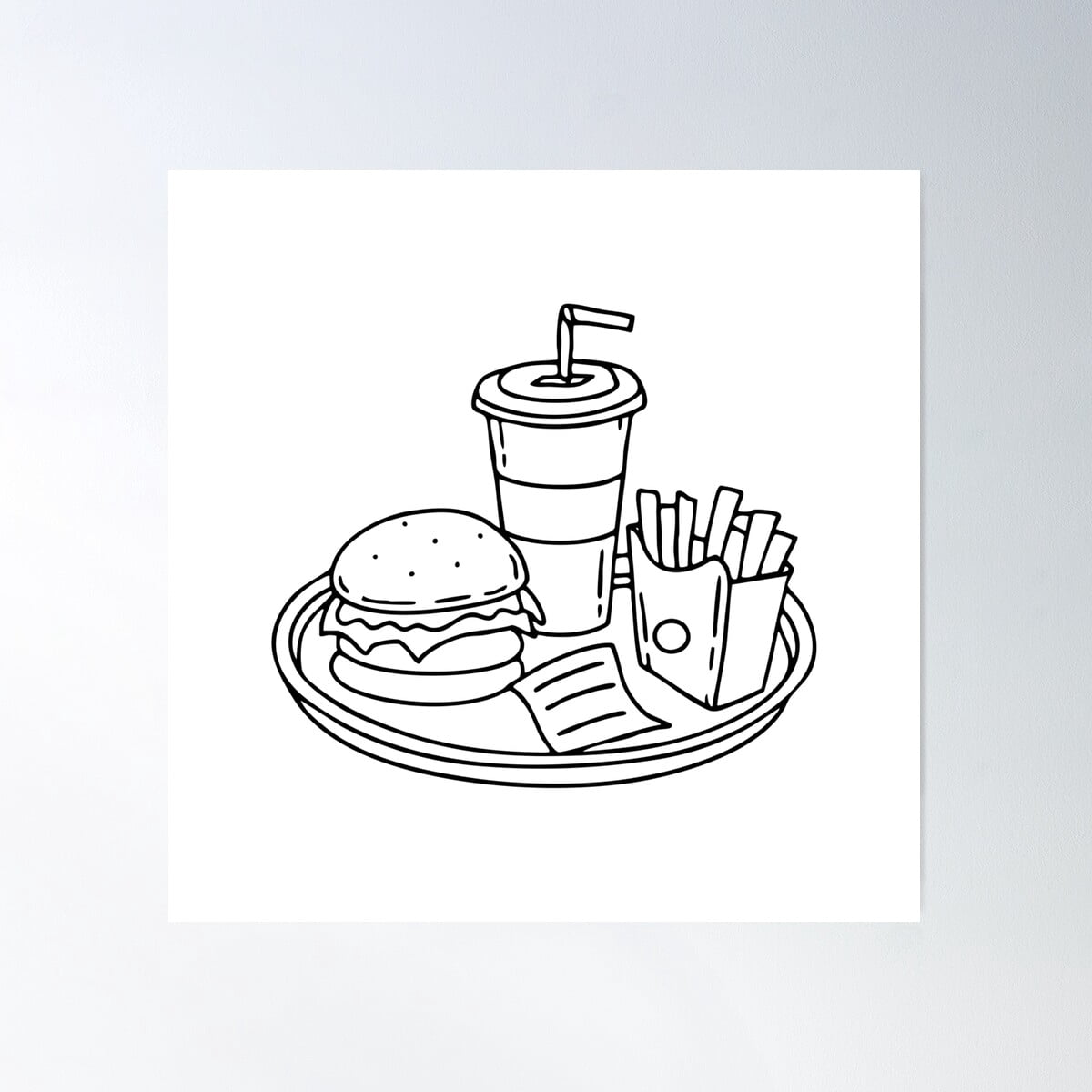 A Tray Of Junk Food With Burgers, Drinks, Fries, And A Crumpled Fast ...