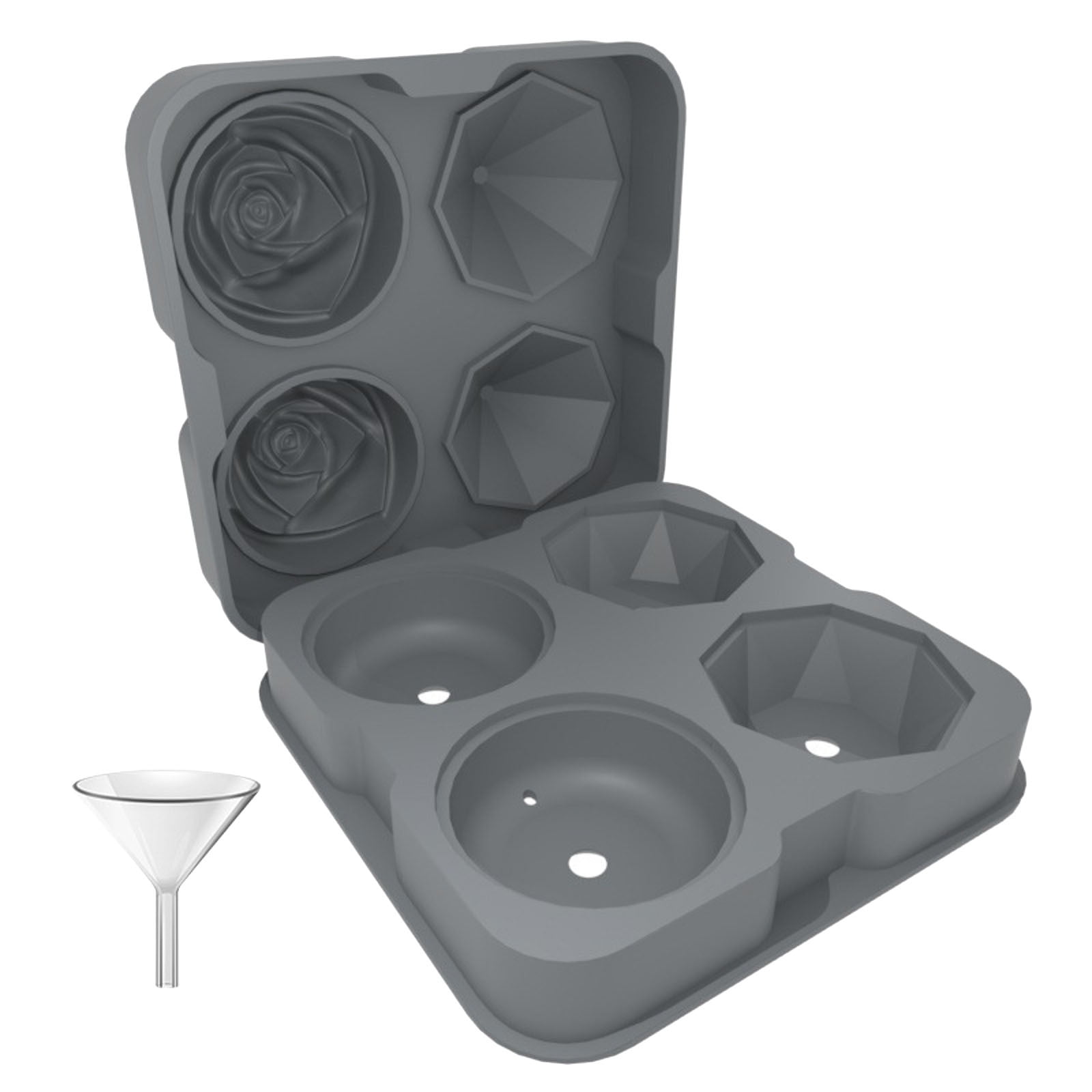 Tray Mikiwon Rose Trays With Covers 2 Cavity Silicone Rose Ice Tray & 2 ...