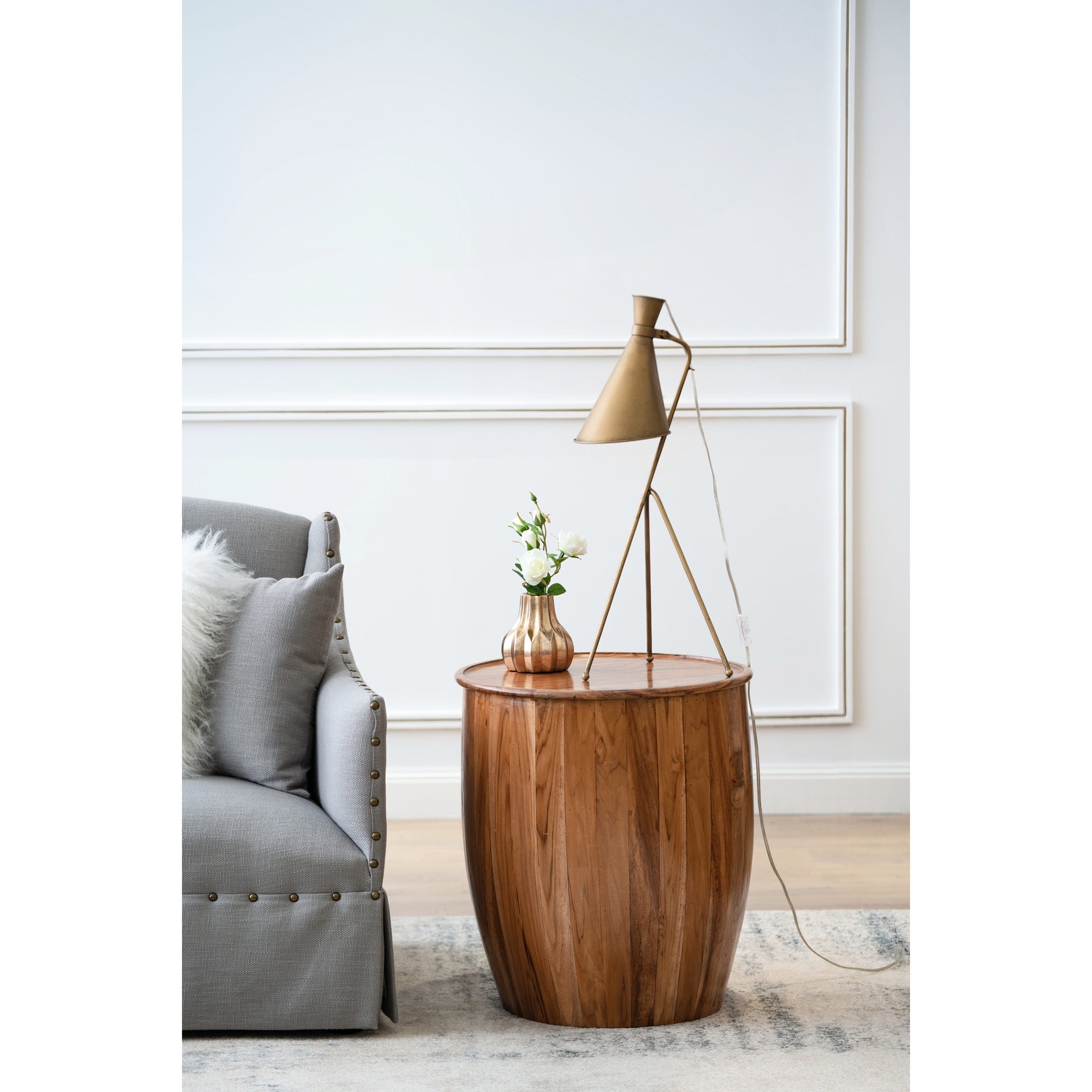 Tray Style Top Drum Side Table | Adds Charm to Living Room | Made of ...