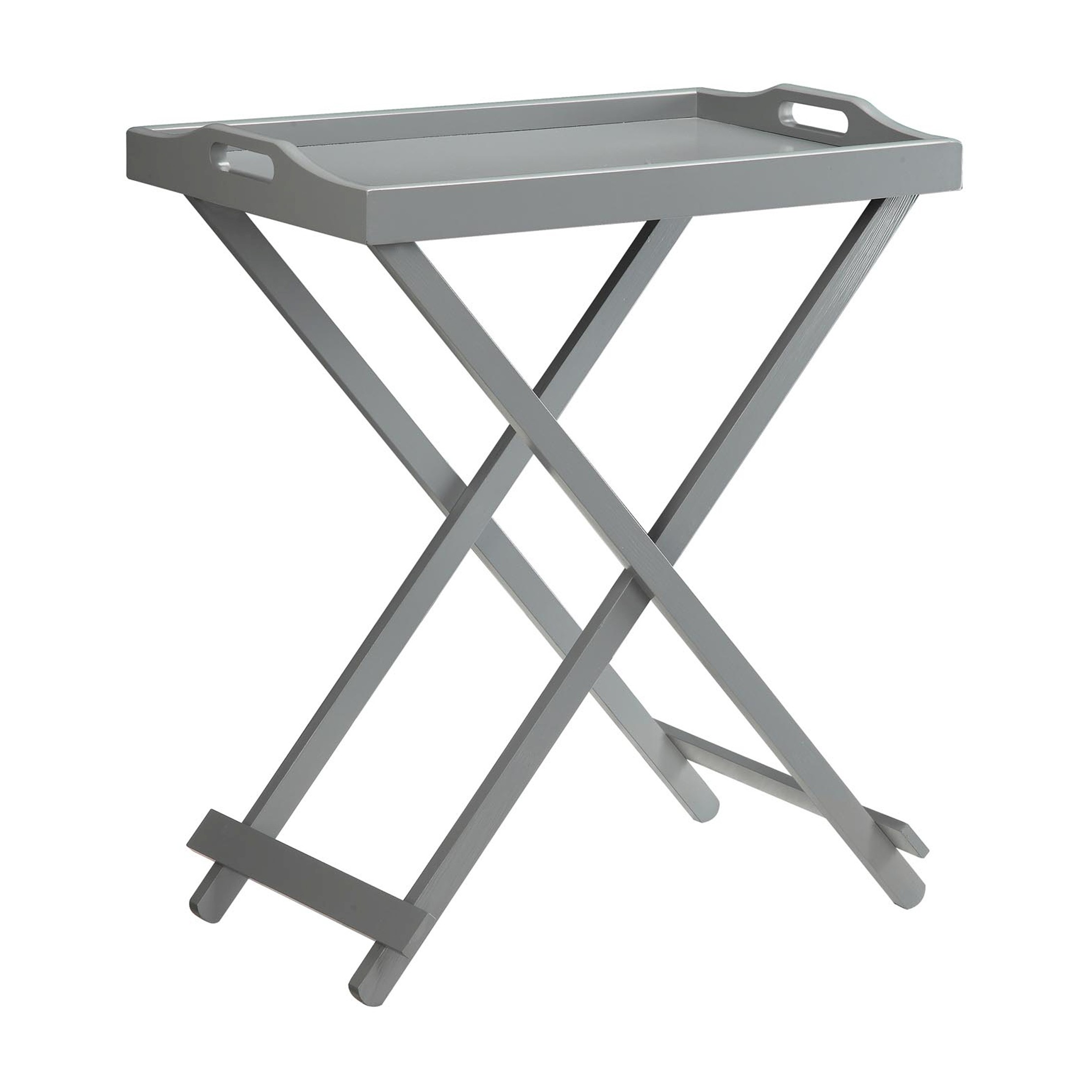 Tray Table Gray: No Assembly Required, Wood Composite Pedestal Base ...