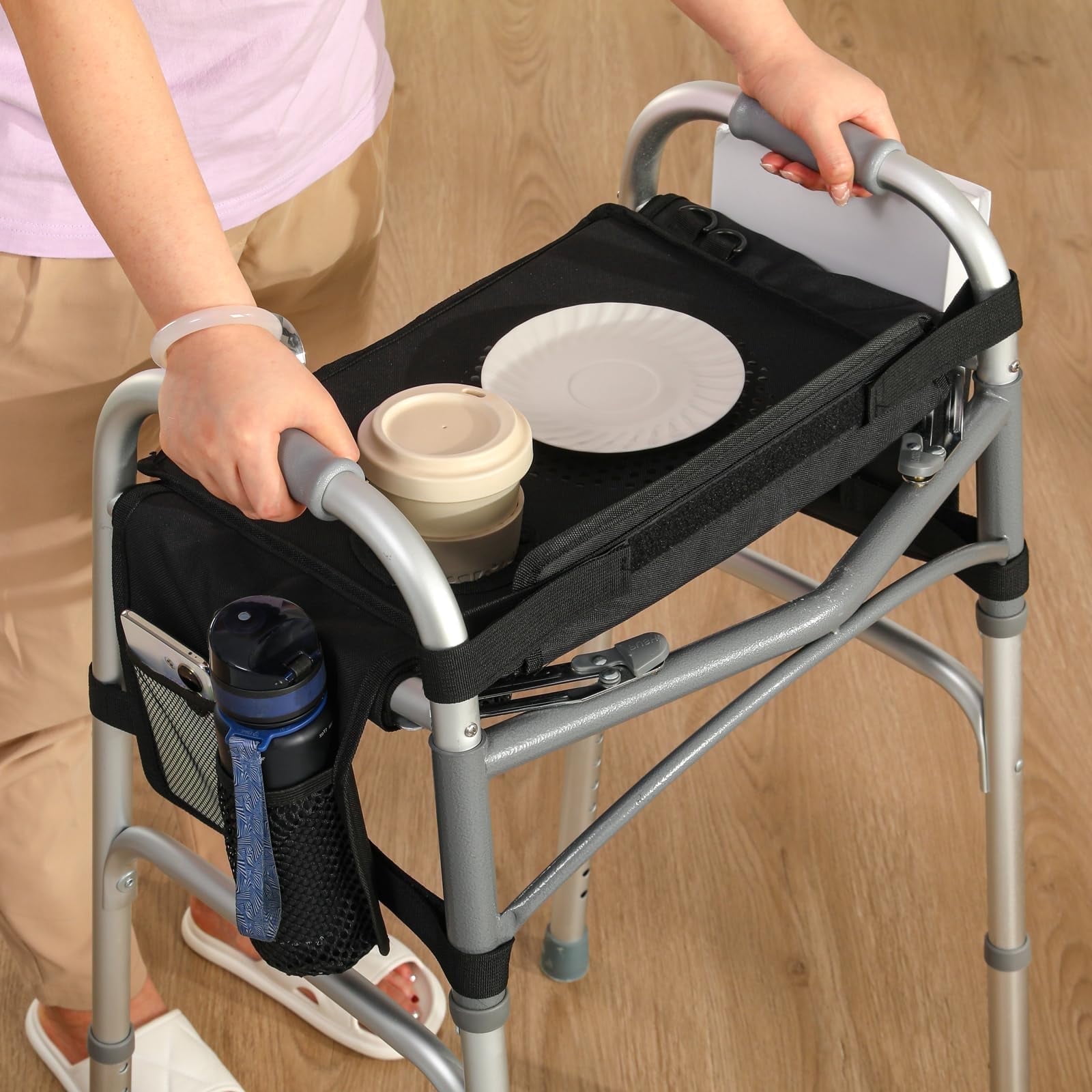 JFMkaer Walker Accessories Non-Slip Plastic Walker Tray with Cup Holder ...