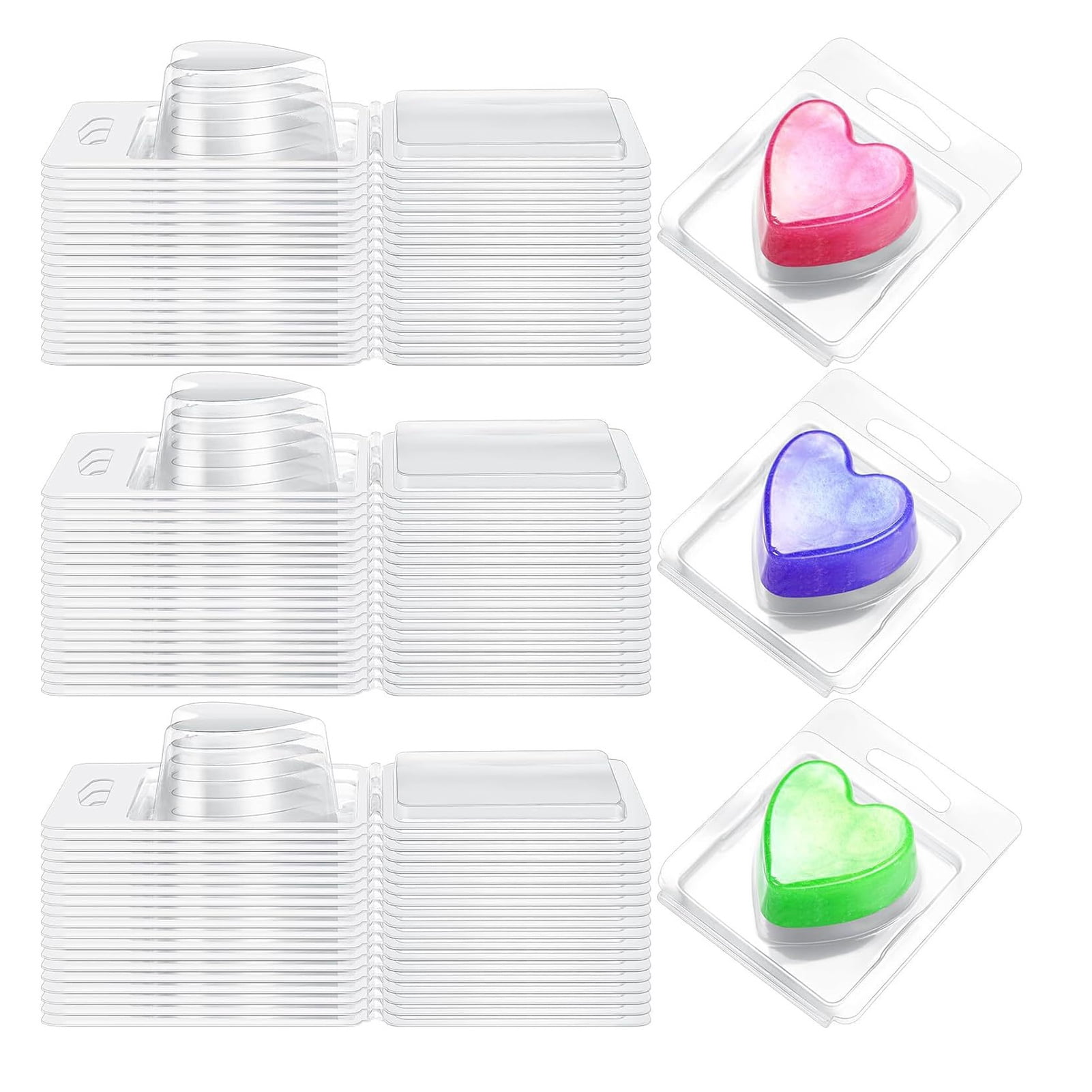 Trayknick 100Pcs Wax Melt Clamshell Molds - Pentagram Heart Shape ...