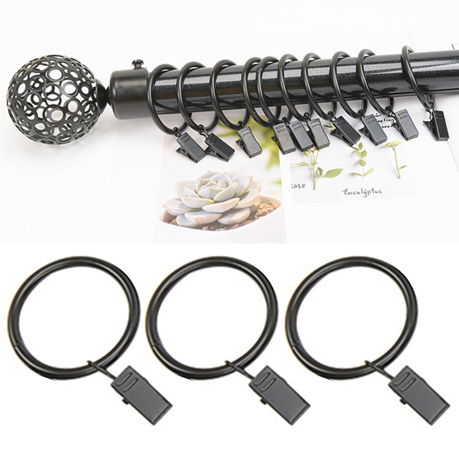 Trayknick 10Pcs Sturdy Metal Curtain Clip Rings - Easy Smooth Pull ...