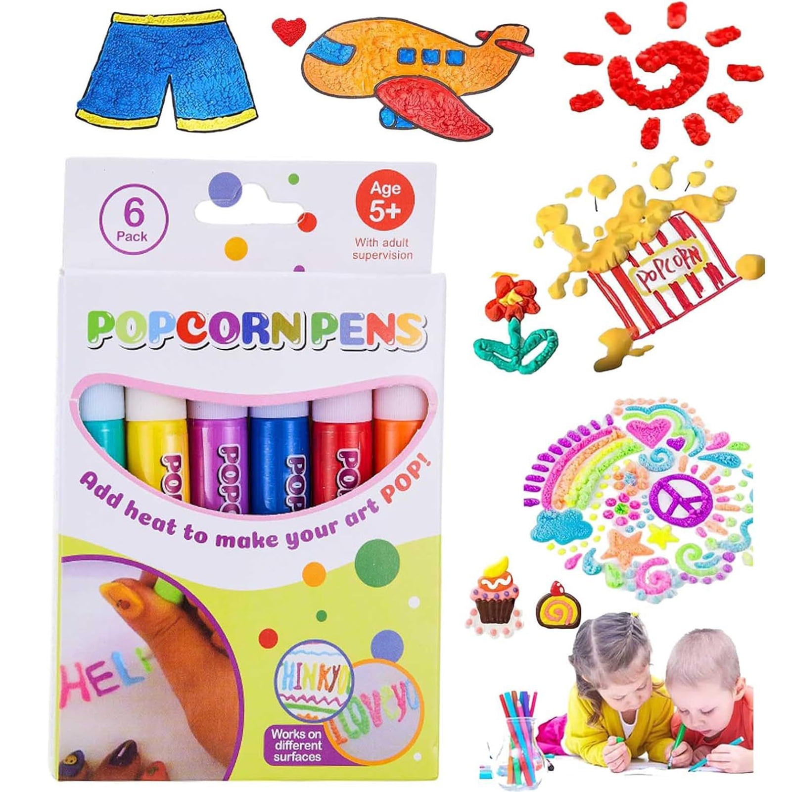 Trayknick 12Pcs 3D Printing Puffy Pen Art DIY Bubble Popcorn Color ...