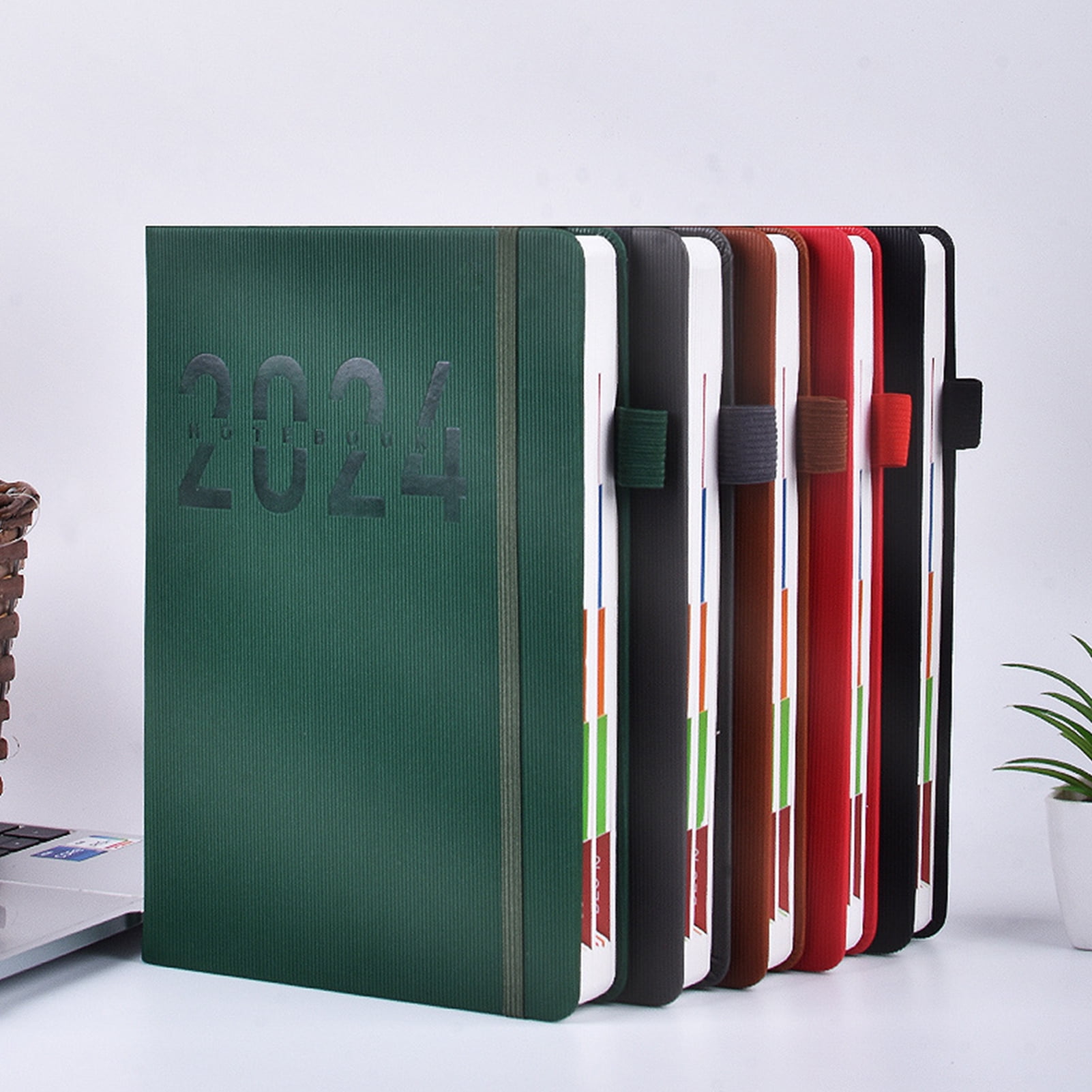Trayknick 2024 Planner Faux Leather Hardcover - Colorful Monthly Index ...