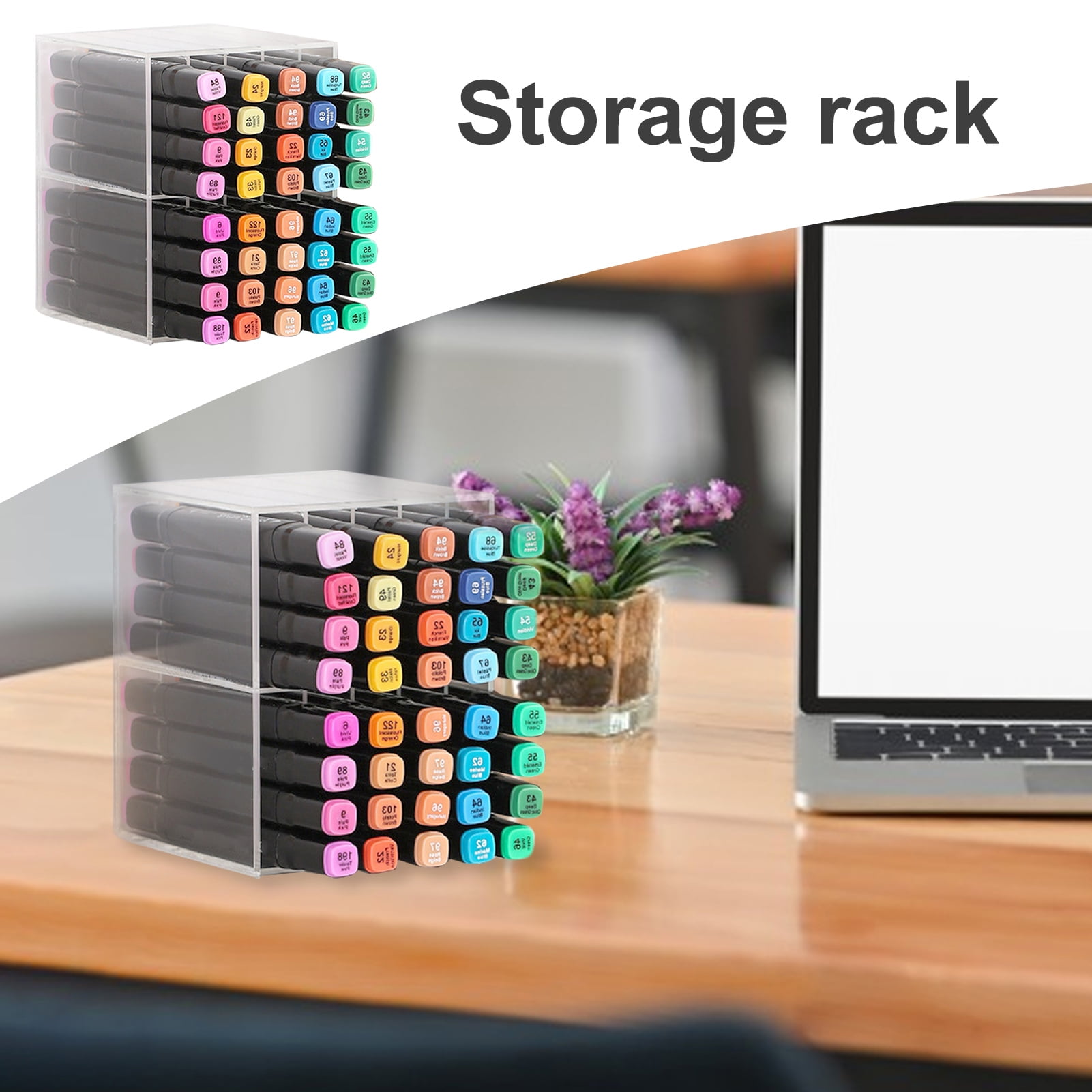 Trayknick 40-Slot Transparent Plastic Marker Storage Holder with ...