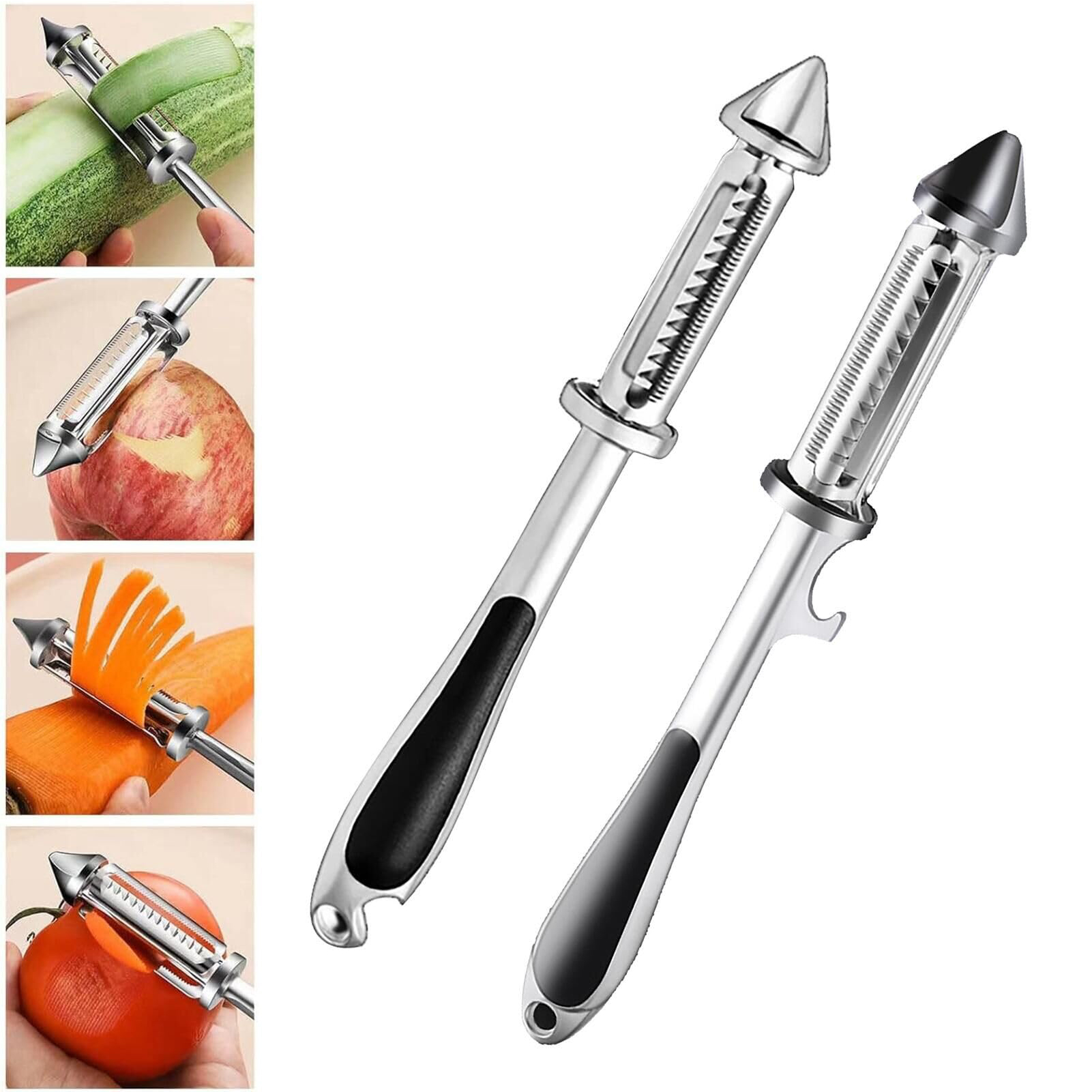 Trayknick 5-in-1 Stainless Steel Vegetable Peeler Set (Set of 2 ...