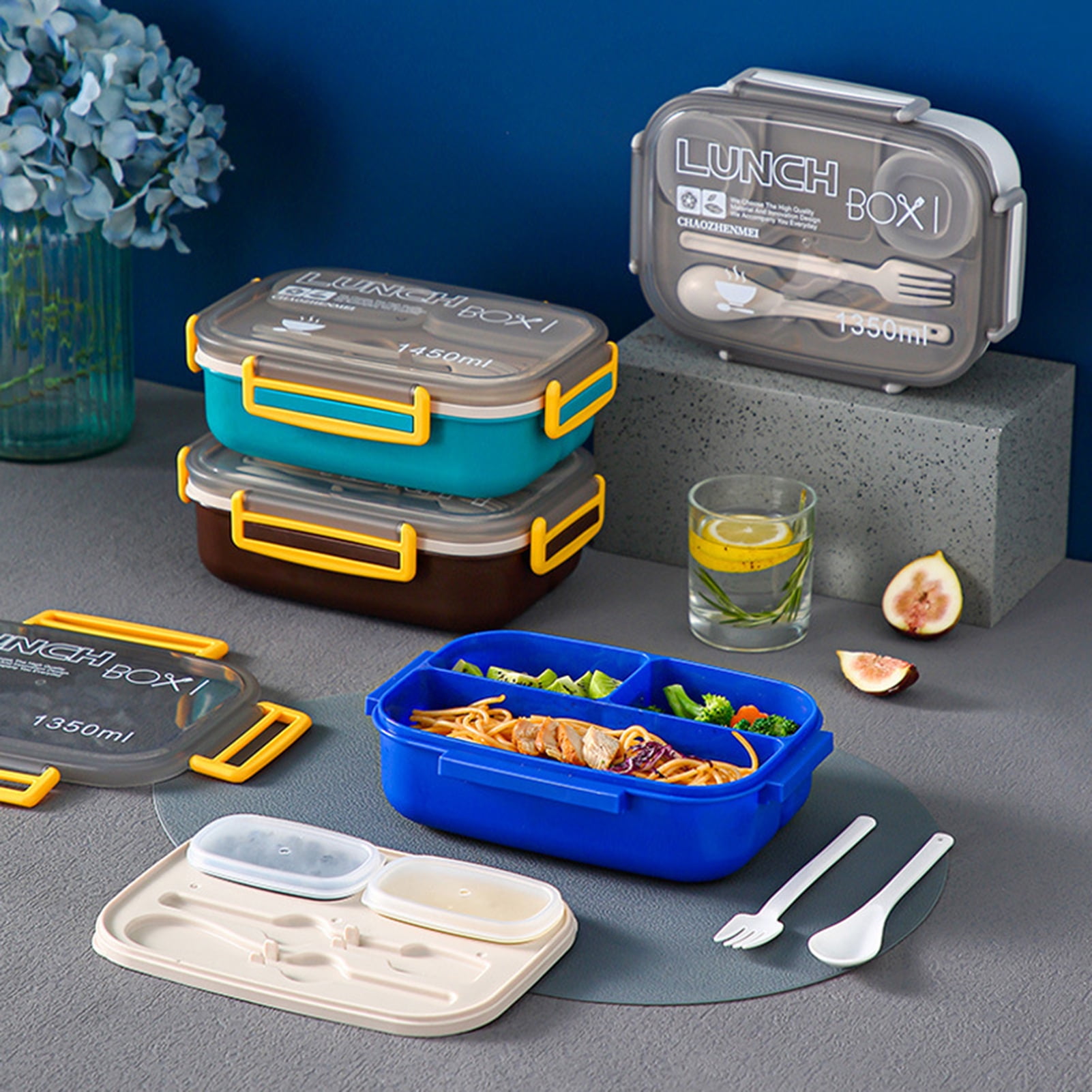 Trayknick All-in-1 Modern Lunch Box - Dishwasher Safe Bento Box with 2 ...