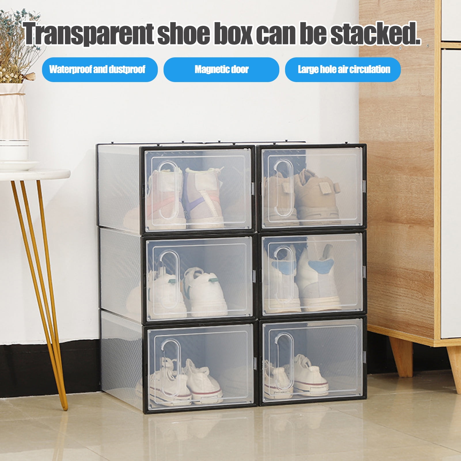 Trayknick Clear Plastic Shoe Box - Stackable Space-Saving Sneaker ...