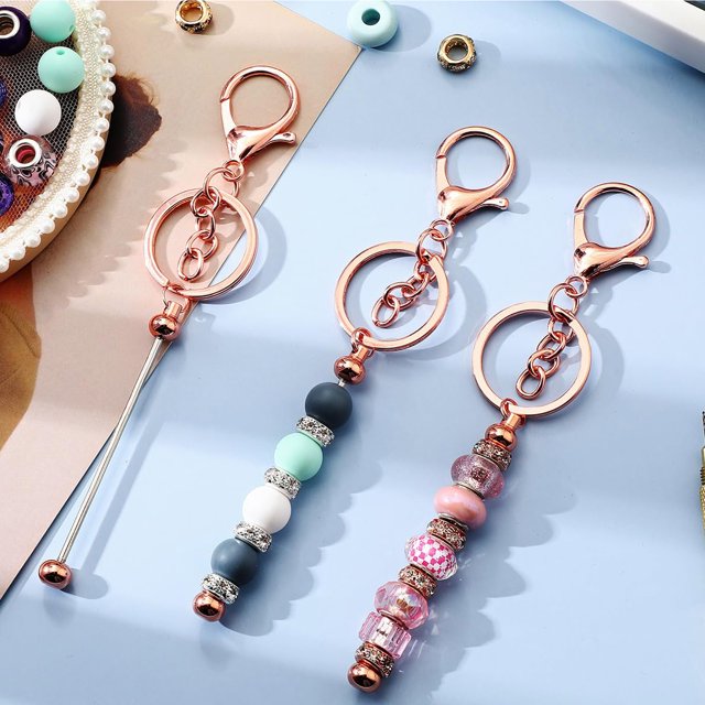 Trayknick DIY Beaded Keychains Set - Electroplated Stainless Lobster ...