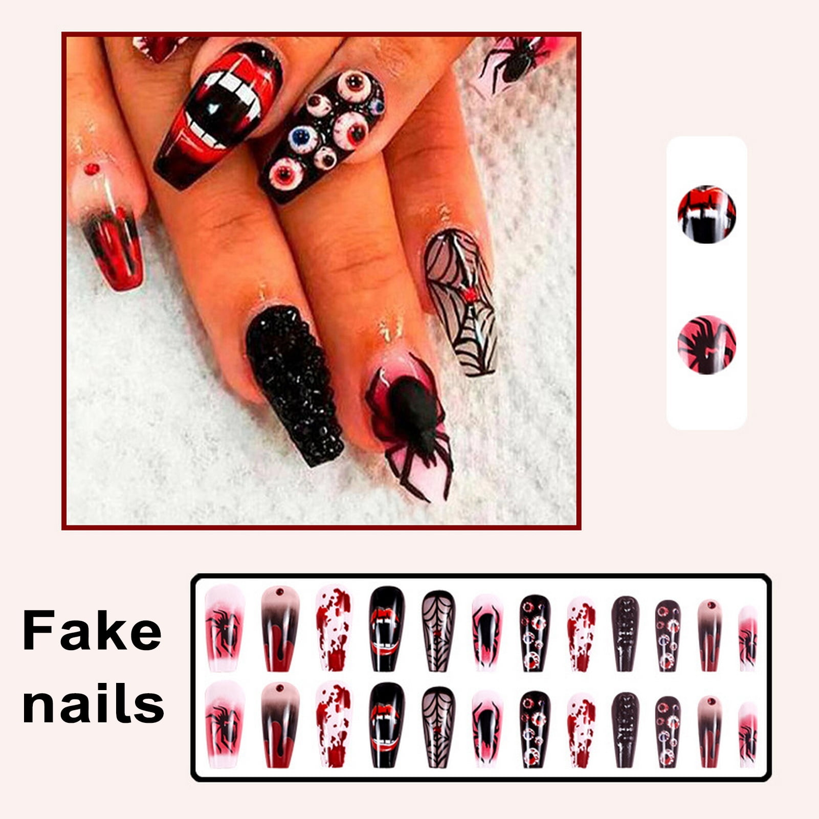 Trayknick Diy Nail Designs Art Press on Nails Halloween Style 3d Fake ...