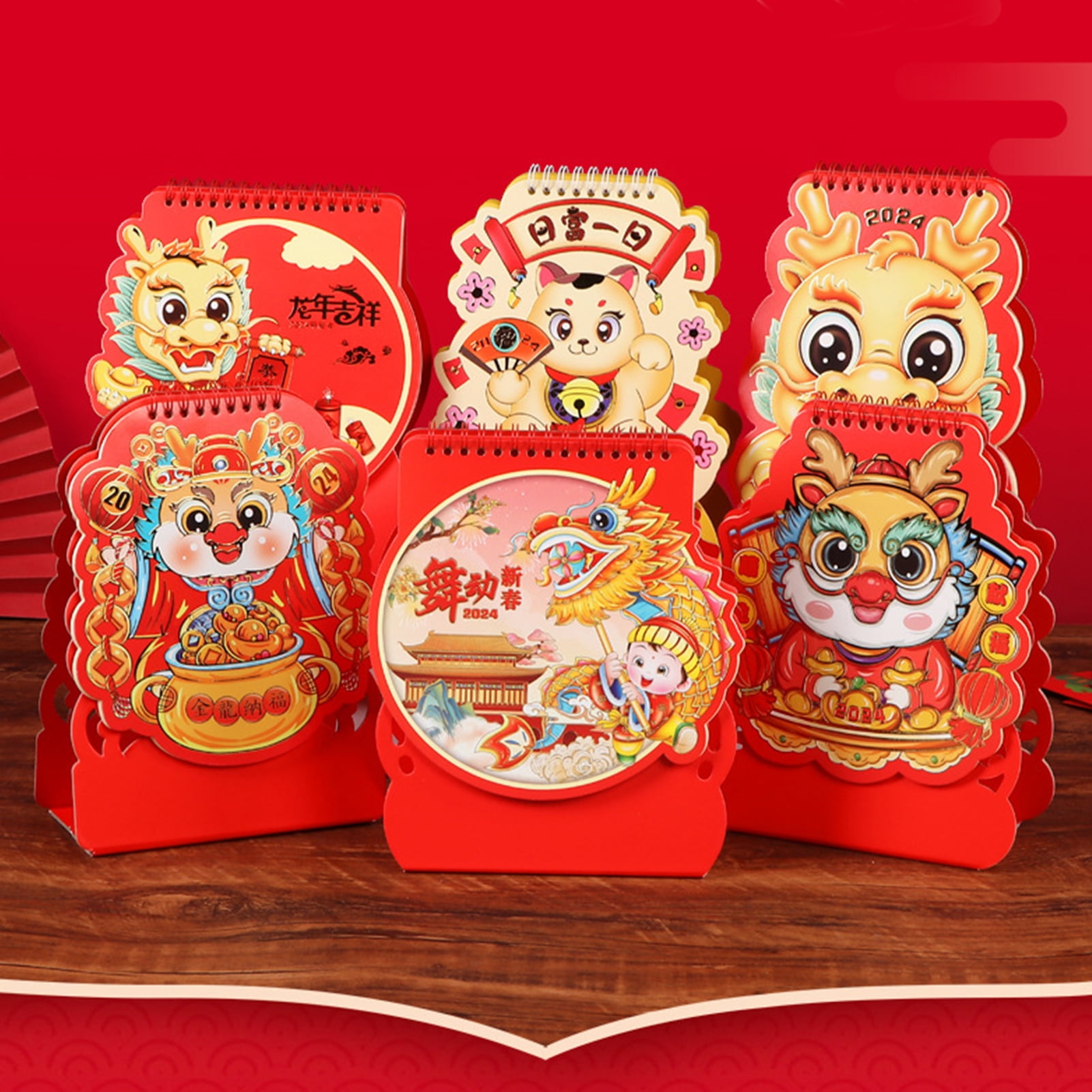 Trayknick Dragon Year Desk Calendar - Creative Colorful Printing, Exquisite Patterns, Easy-to ...