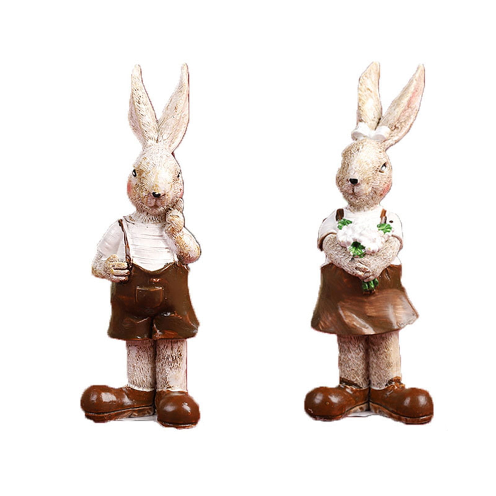 Trayknick Easter Rabbit Figurine Handmade Bunny Figurine 1 Pair Easter ...