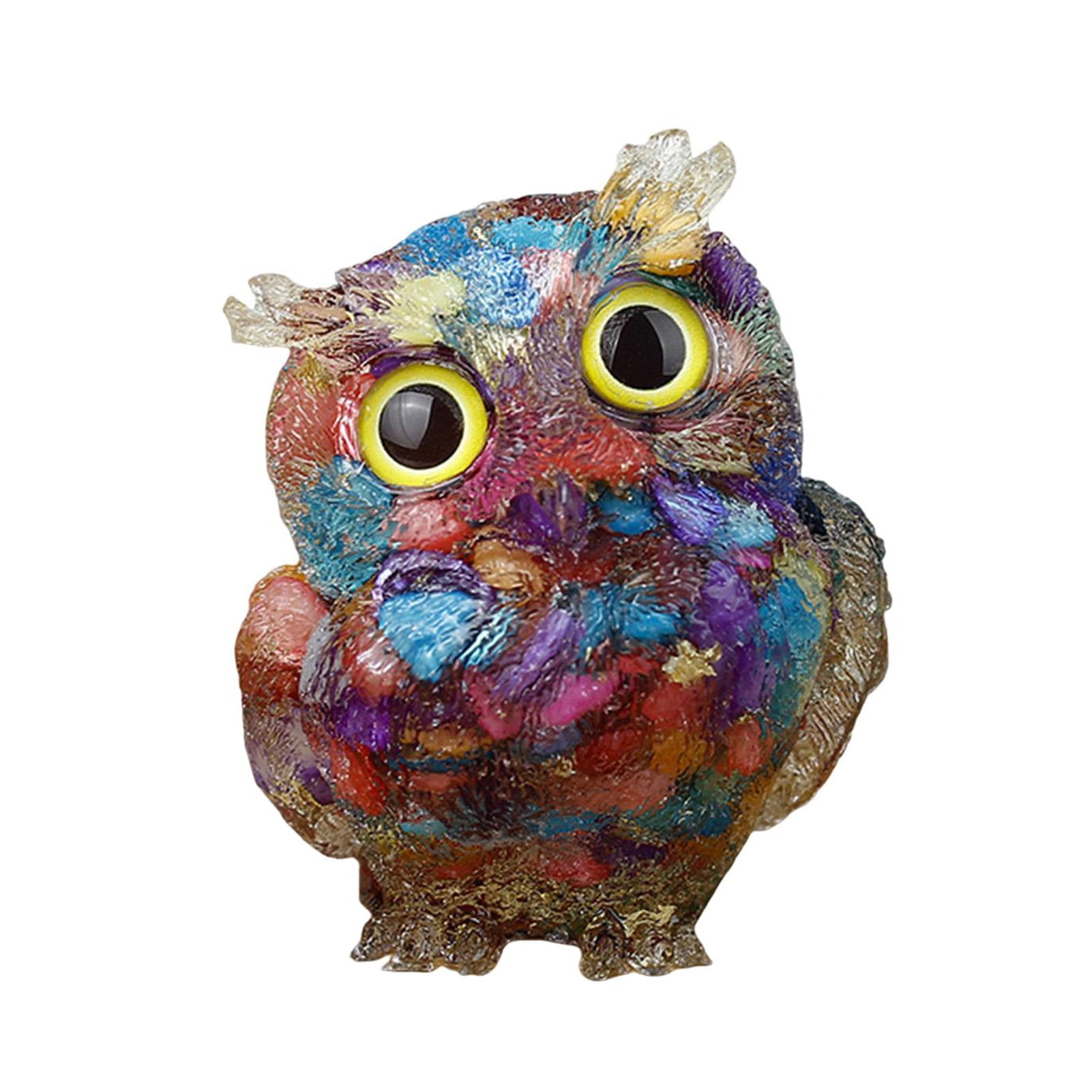 Trayknick Faux Owl Ornament Gemstone Filled Owl Decoration Natural ...