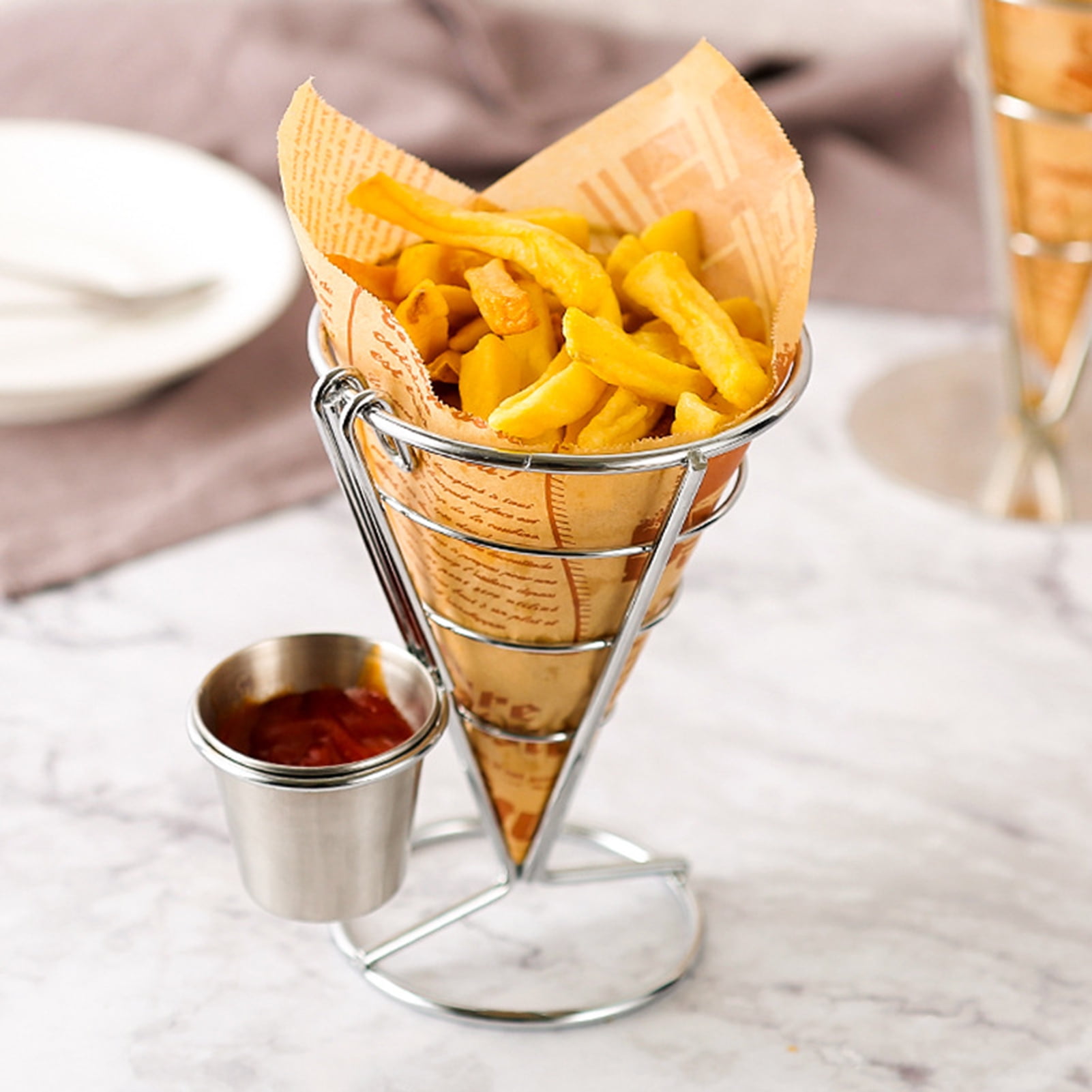 Trayknick French Fries Stand - Durable Metal Chip Holder, Rust-proof ...