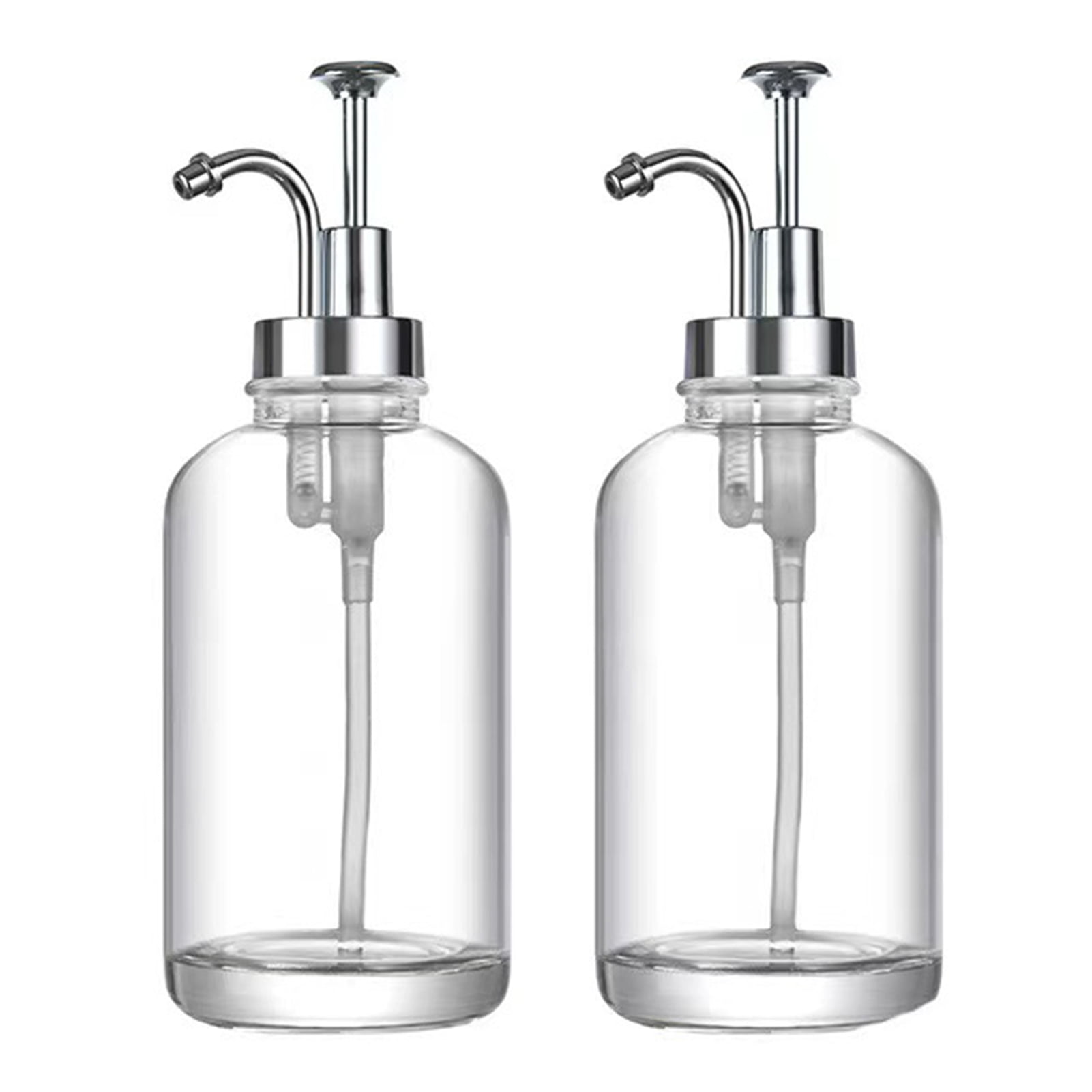 Trayknick Glass Syrup Dispenser Bottle 2pcs 17oz Clear Glass Syrup Pump ...