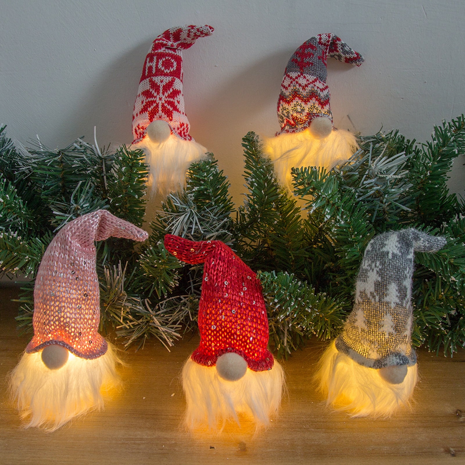 Trayknick Glowing Christmas Gnome Ornament - Warm Lighting Knitted Hat ...