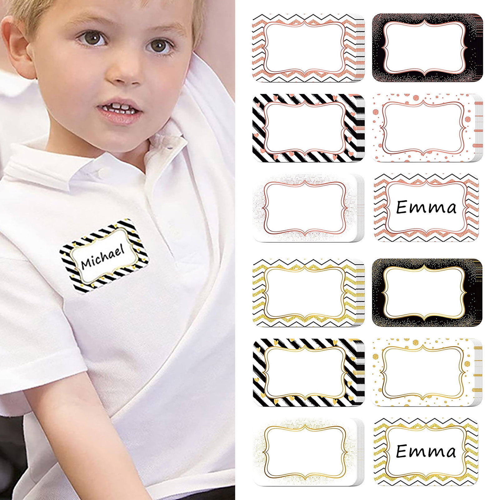 Trayknick Gold Foil Name Tag Stickers - Beautiful Metallic Design, Easy ...