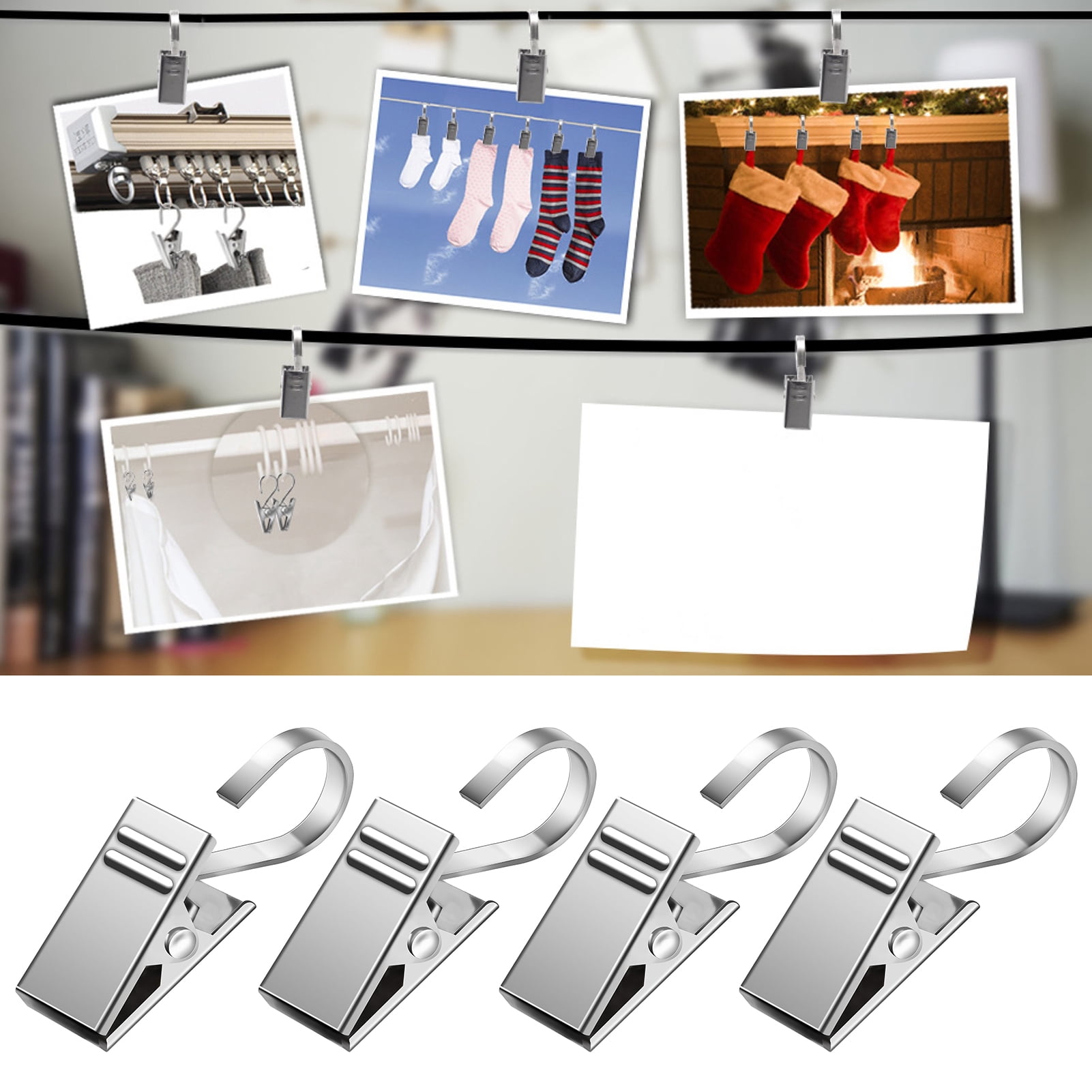 Trayknick Heavy Duty Metal Curtain Clip with Hanging Hook - Strong Load ...