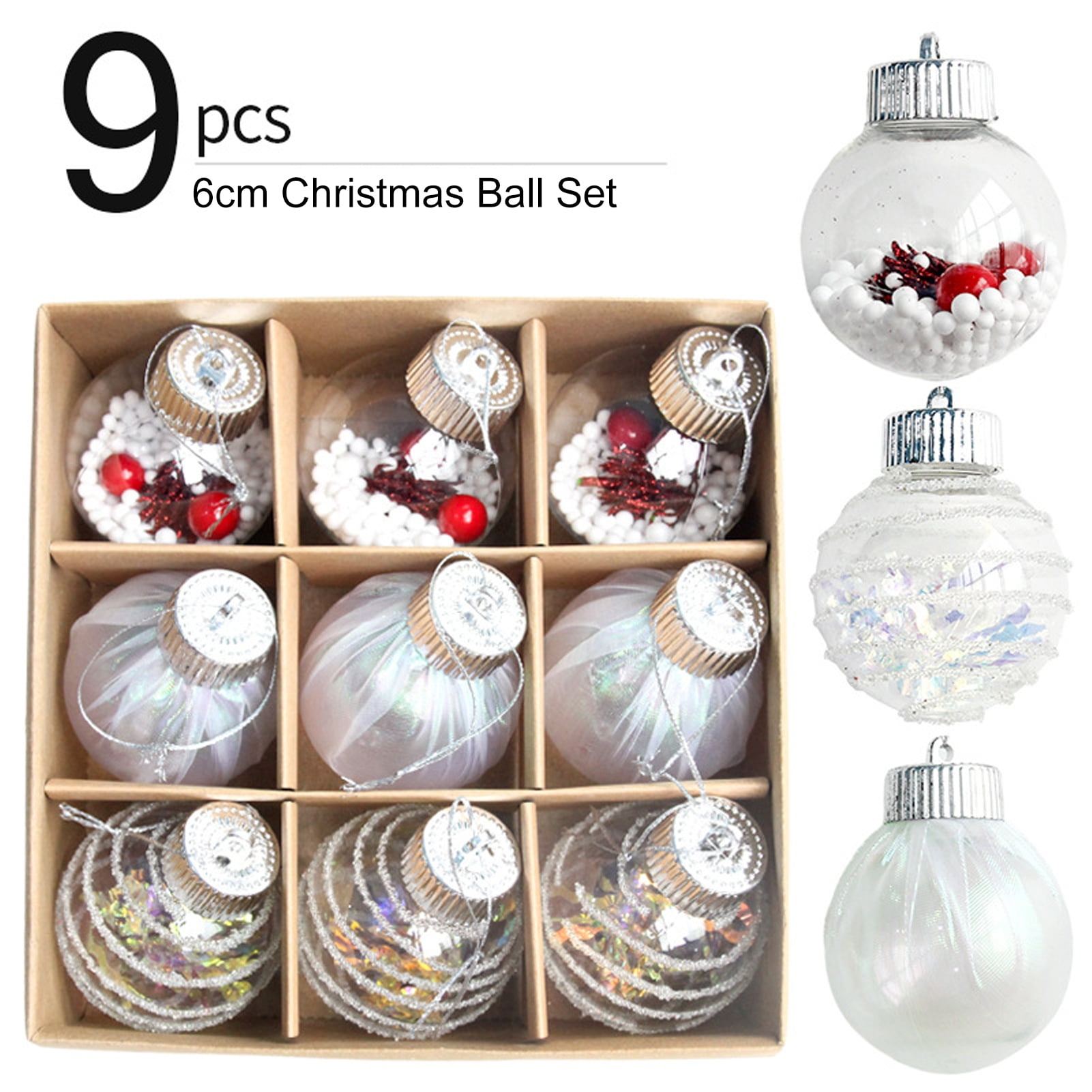 Trayknick Holiday Decoration Christmas Balls 9pcs 6cm Glitter Foam ...