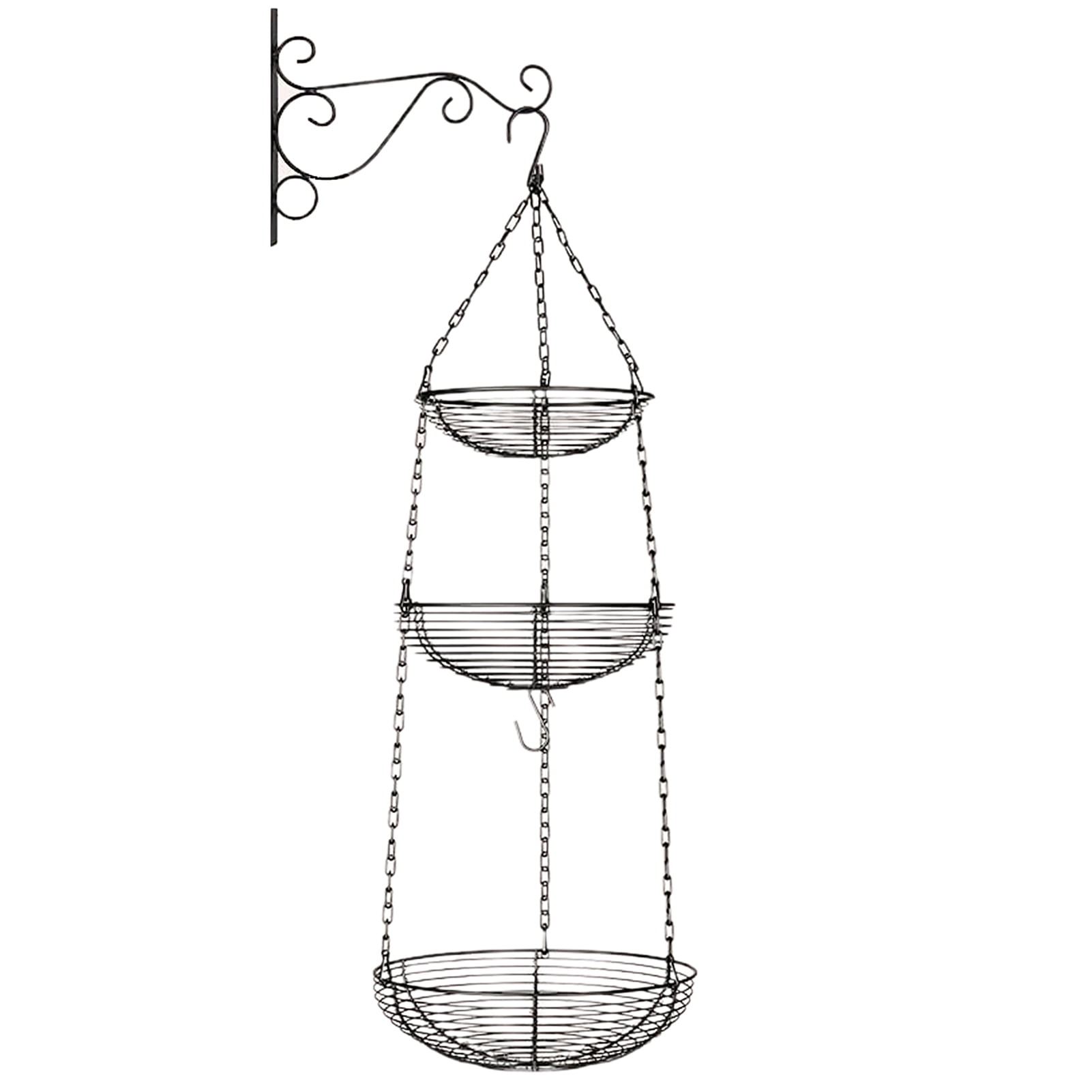 Trayknick Kitchen Storage Solution Hanging Fruit Basket 3-tier with ...