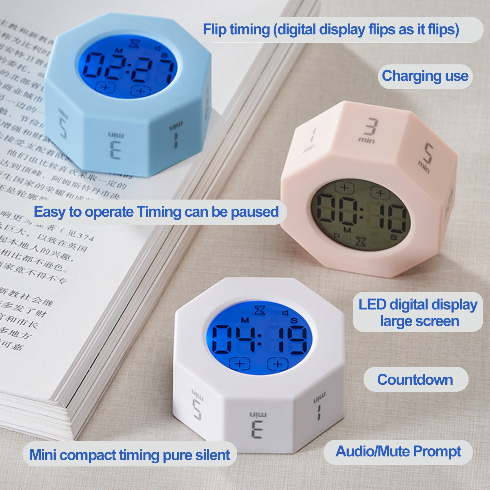 Trayknick Mini Digital Timer with Octagon Touch Control LED Display ...
