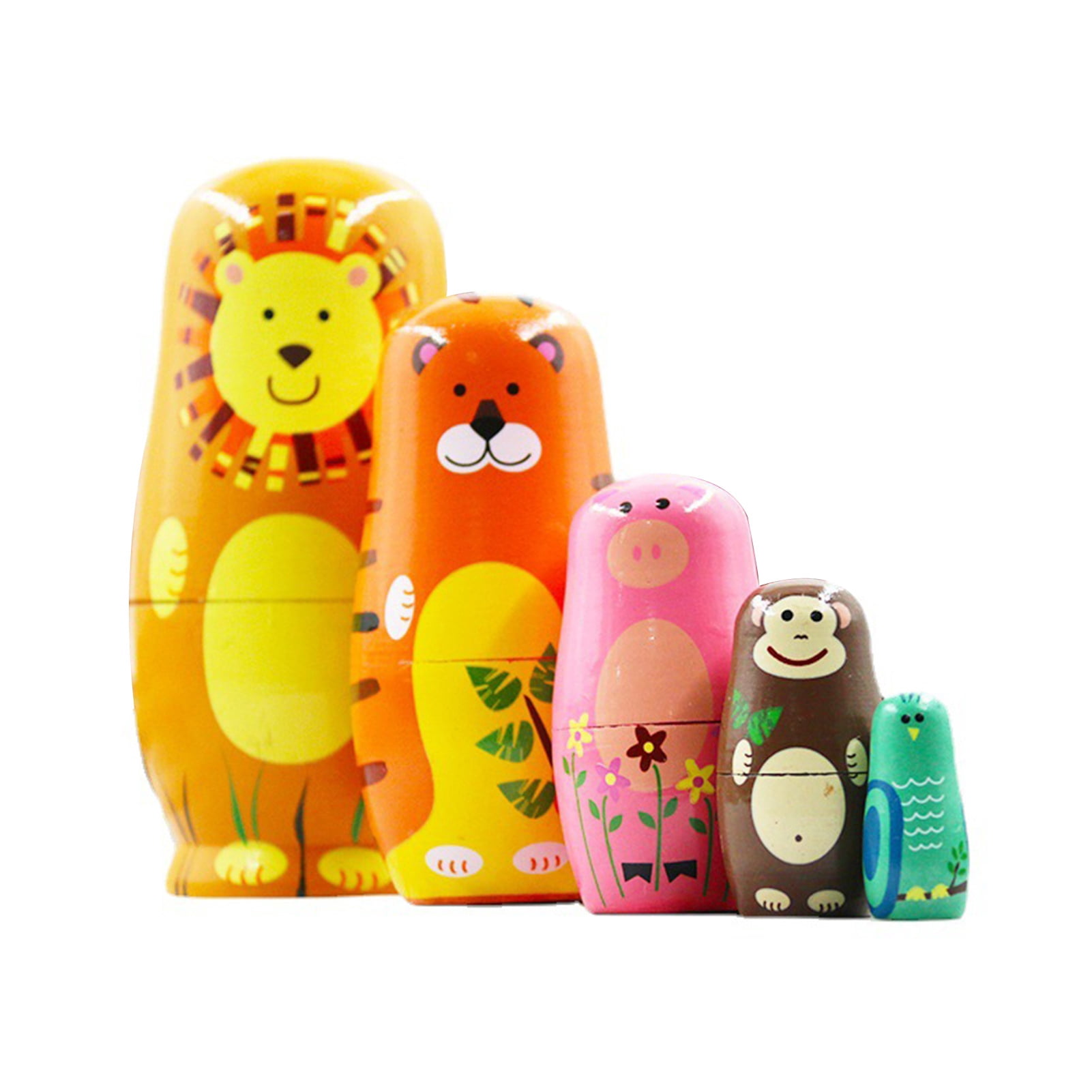 Trayknick Nesting Ornament Animal Figurine Set Wooden Animal Nesting s ...