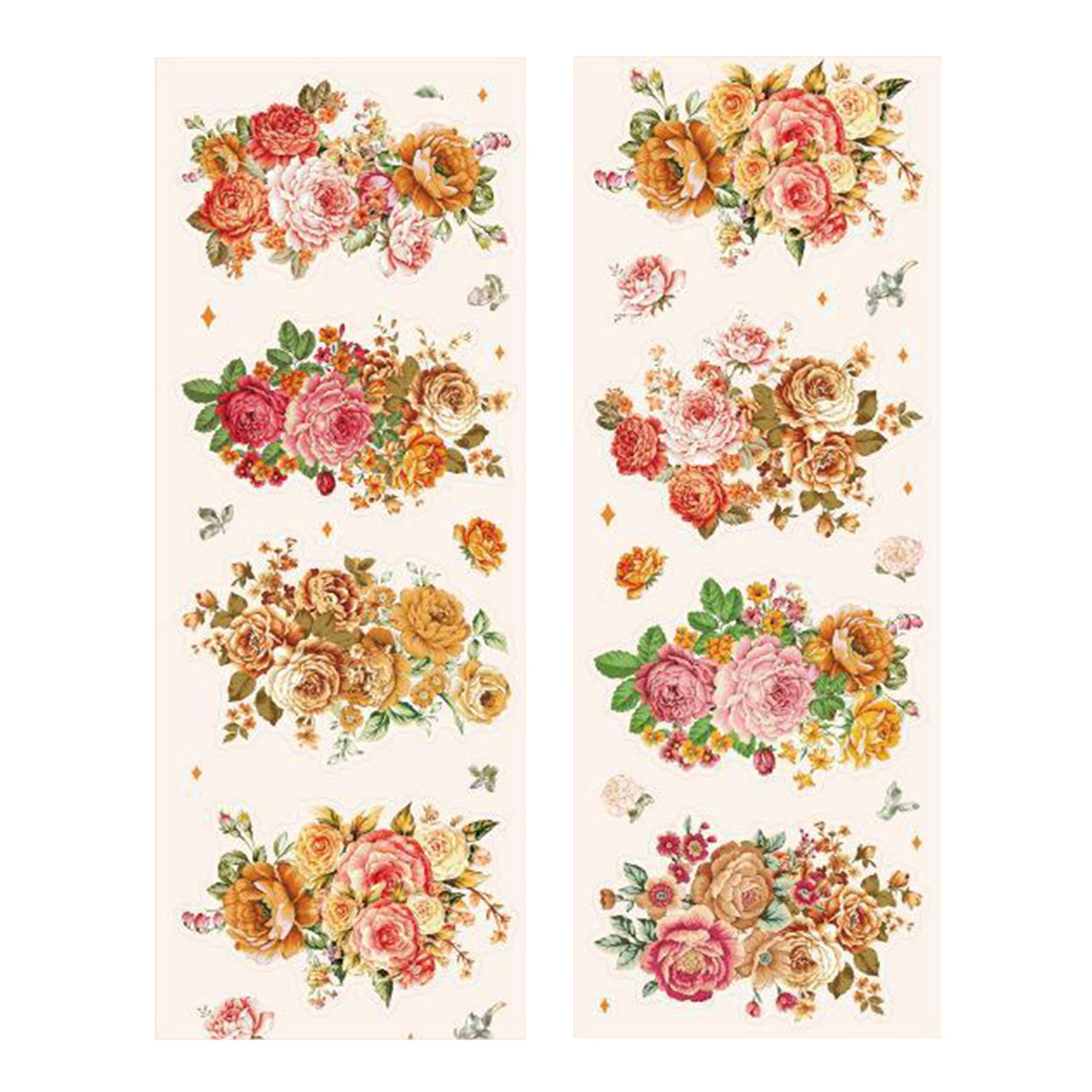 Trayknick Pre-cut Tape Stickers Flower Tape Stickers 1 Roll Pet Flower ...