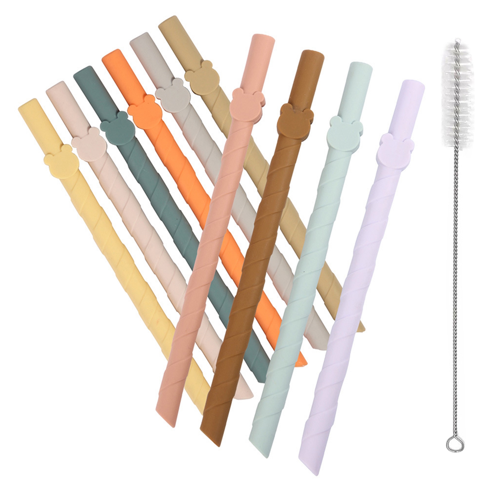 Trayknick Reusable Bear Shaped Straws Kids Silicone Straw Set Bear ...