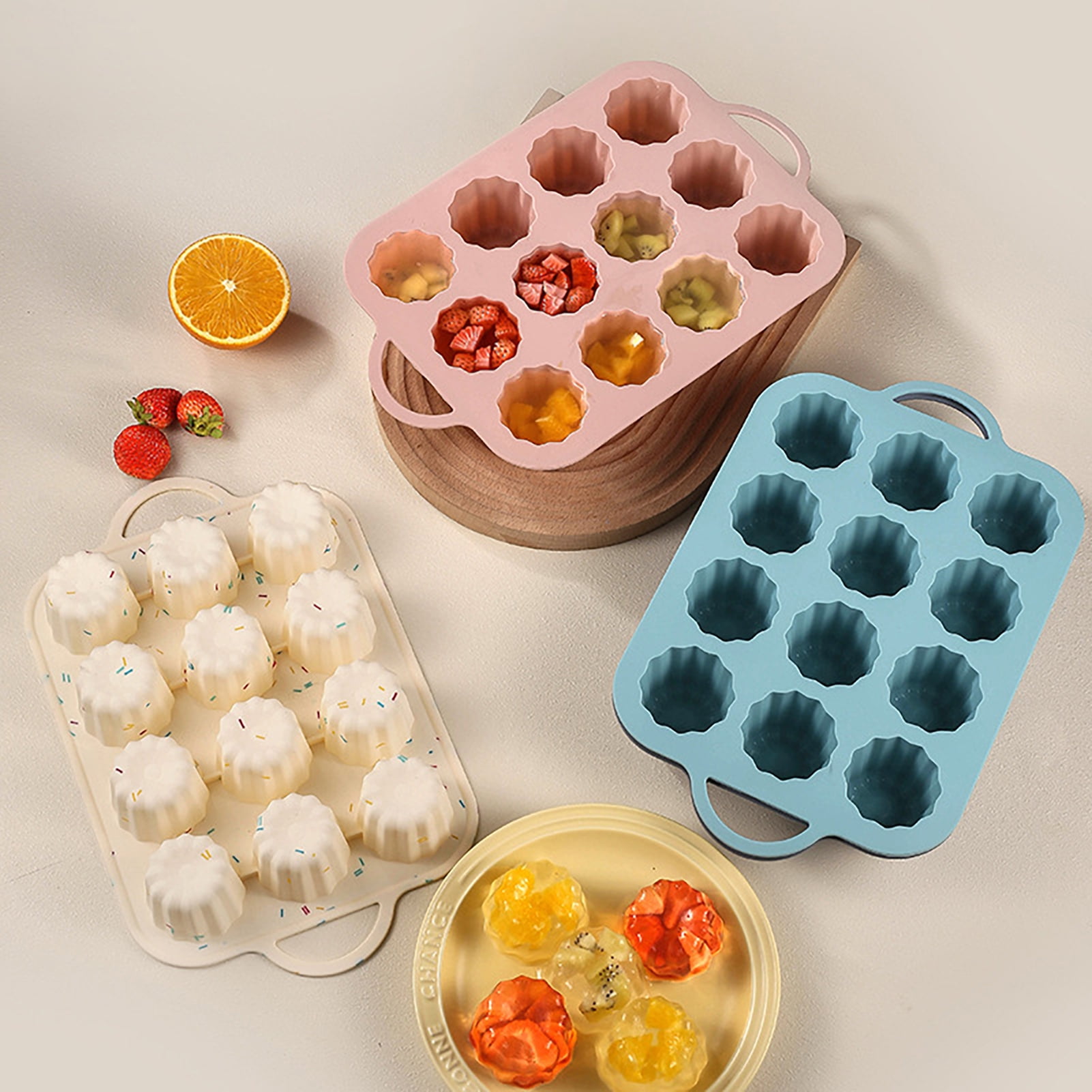 Trayknick Small Cylindrical Silicone Muffin Pan - 12 Cavities Non-stick ...