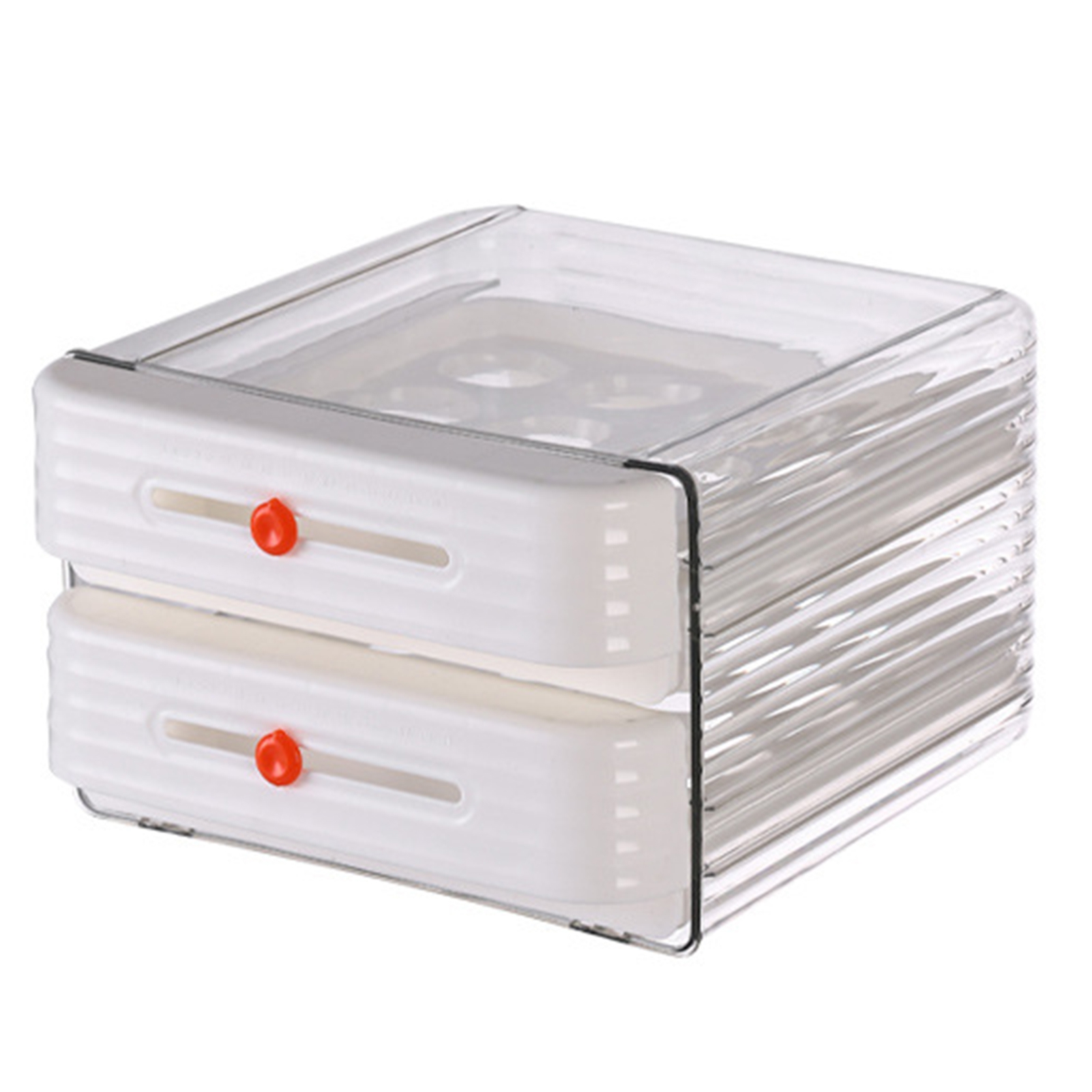 Trayknick Stackable Egg Container Double Drawer Egg Organizer 2-layer ...