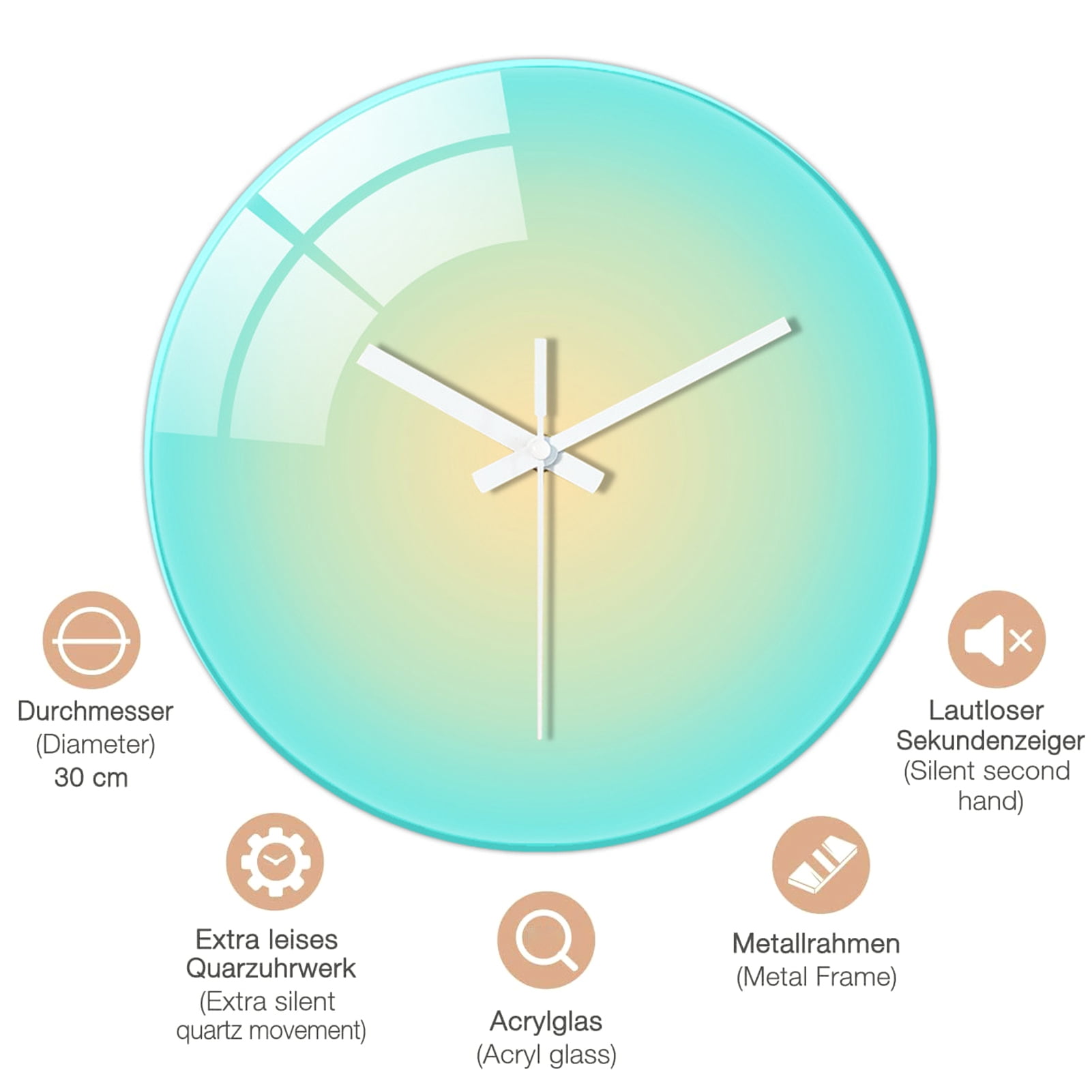 Trayknick Tempered Glass Wall Clock Radio Controlled Wall Clock Wall ...