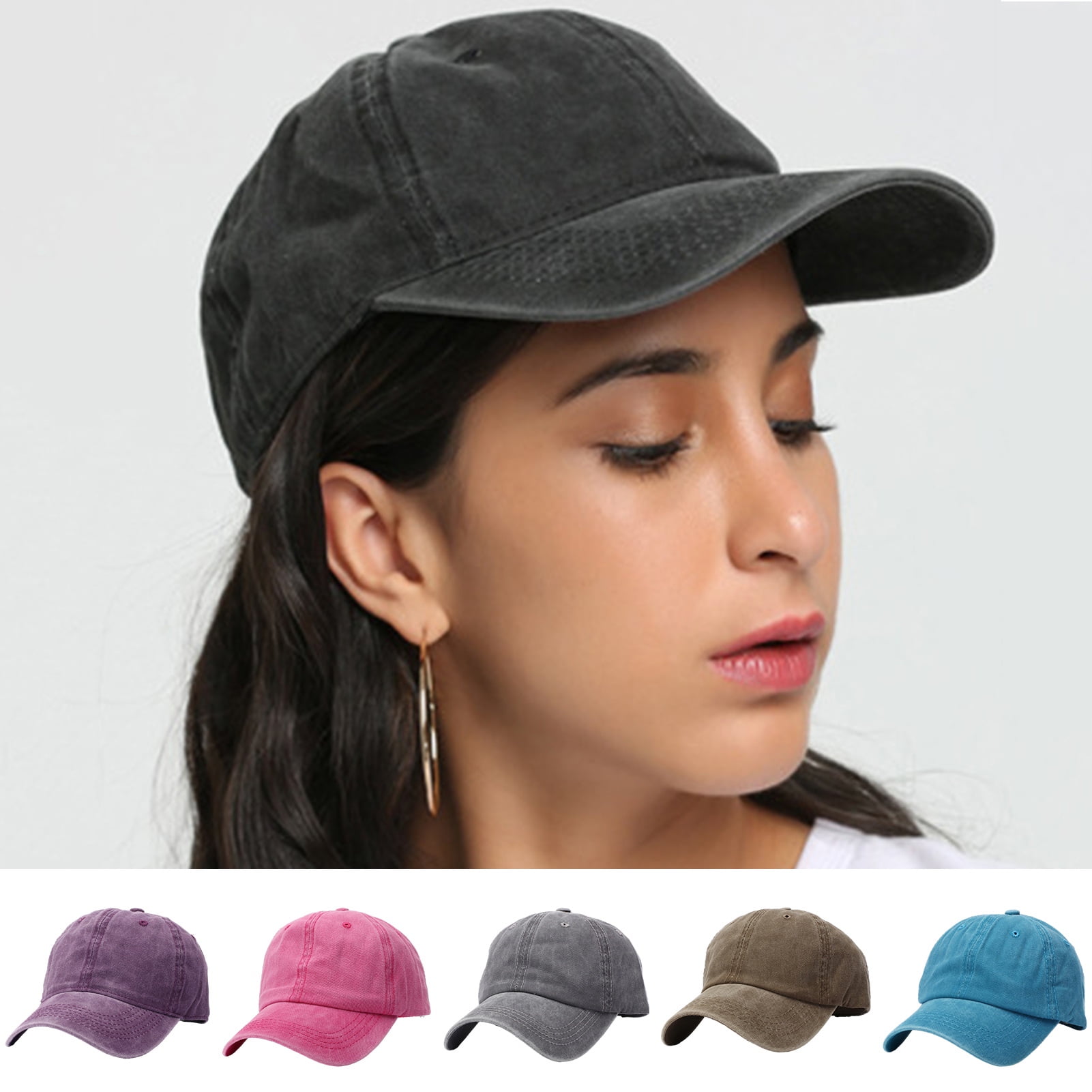 Trayknick Unisex Peaked Hat - Solid Color Vintage Long Brim Hat with ...