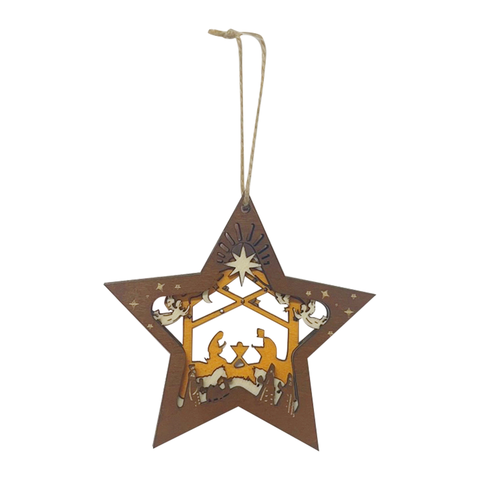 Trayknick Wooden Jesus Star Ornament for Christmas Tree Christian ...