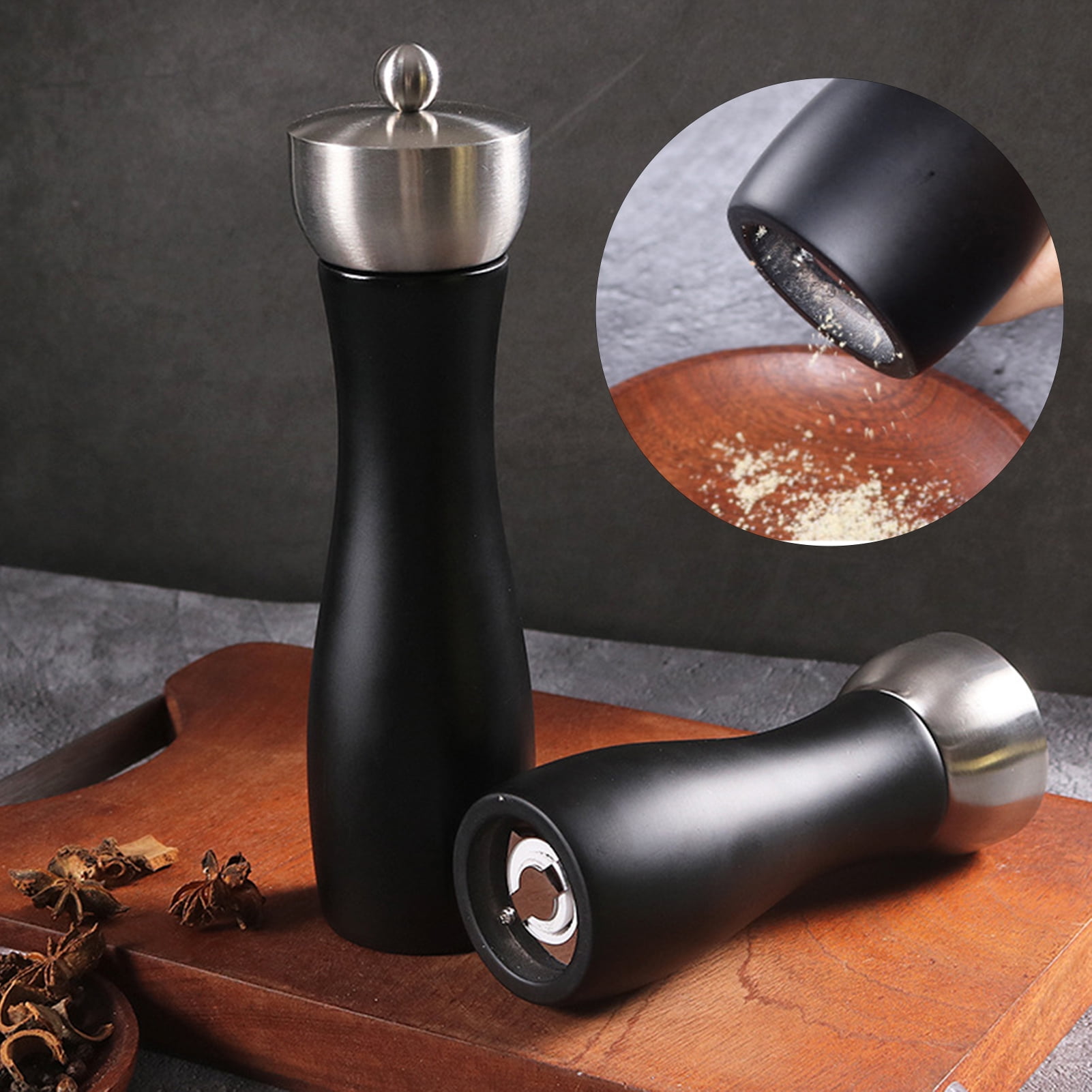 Trayknick Wooden Pepper Salt Grinder Set - Durable Ceramic Mechanism ...