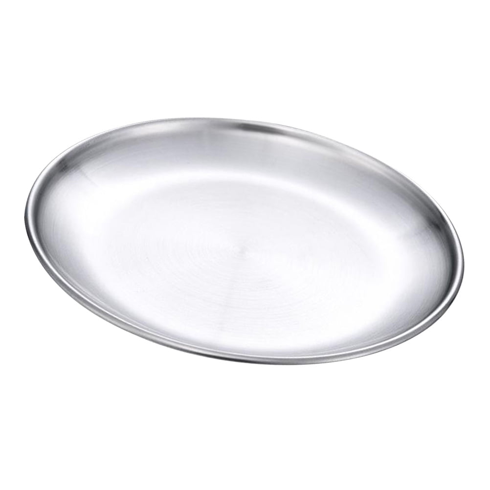 Trays Cake Dish BBQ Plate Cake Plate Round Tray Stainless Steel Plate ...