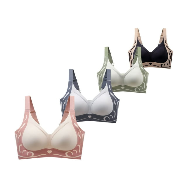 TrdSipl 4 Pack Womens Caralush Pushup Bra Lushfitting Powerful Push-up Seamless Bra Older Women ...