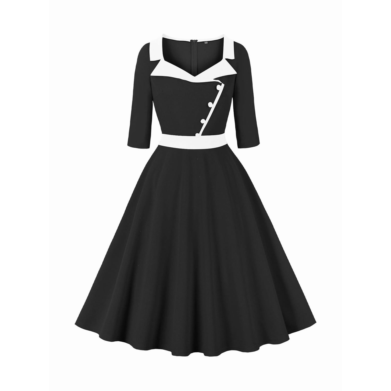 TrdSipl 50s Dresses for Women 3/4 Sleeve Sweetheart Neckline Dresses ...