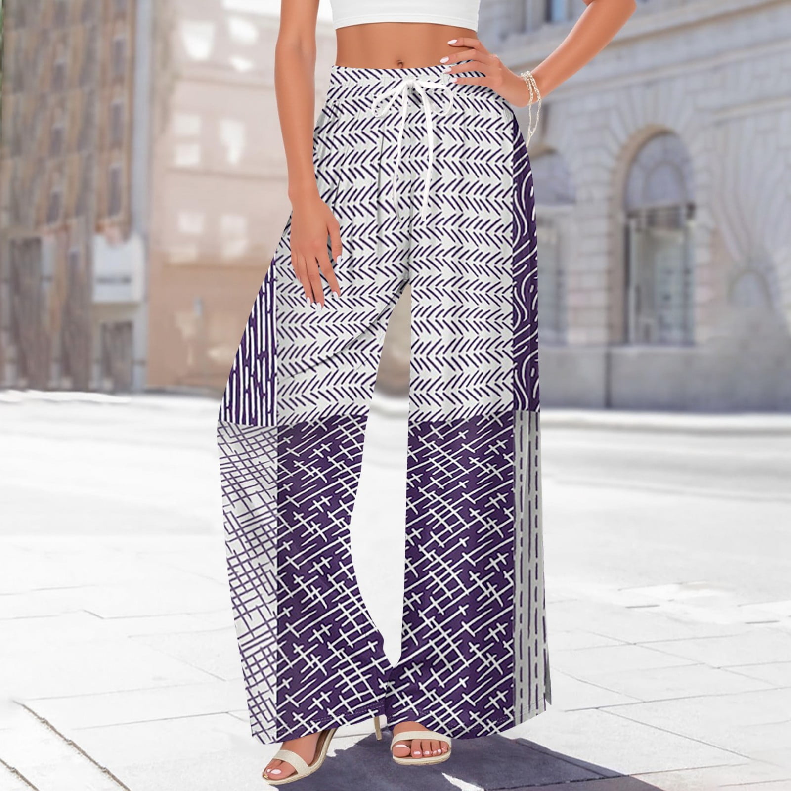 TrdSipl Boho Pants for Women Hippie Plus Size Wide Leg Palazzo Pants ...